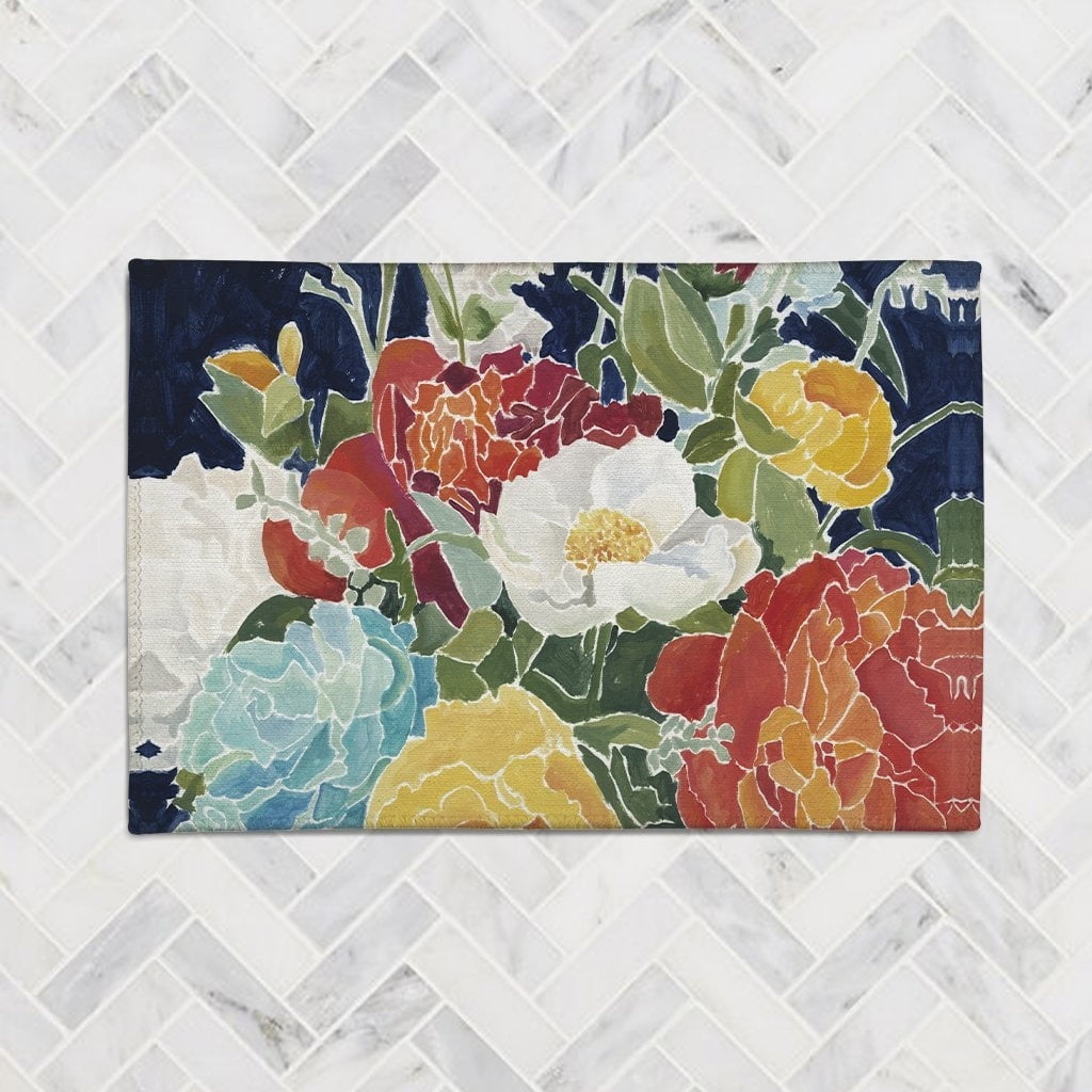 Laural Home Midnight Floral Chenille Accent Rug 5' x 7' 5' x 8 ...