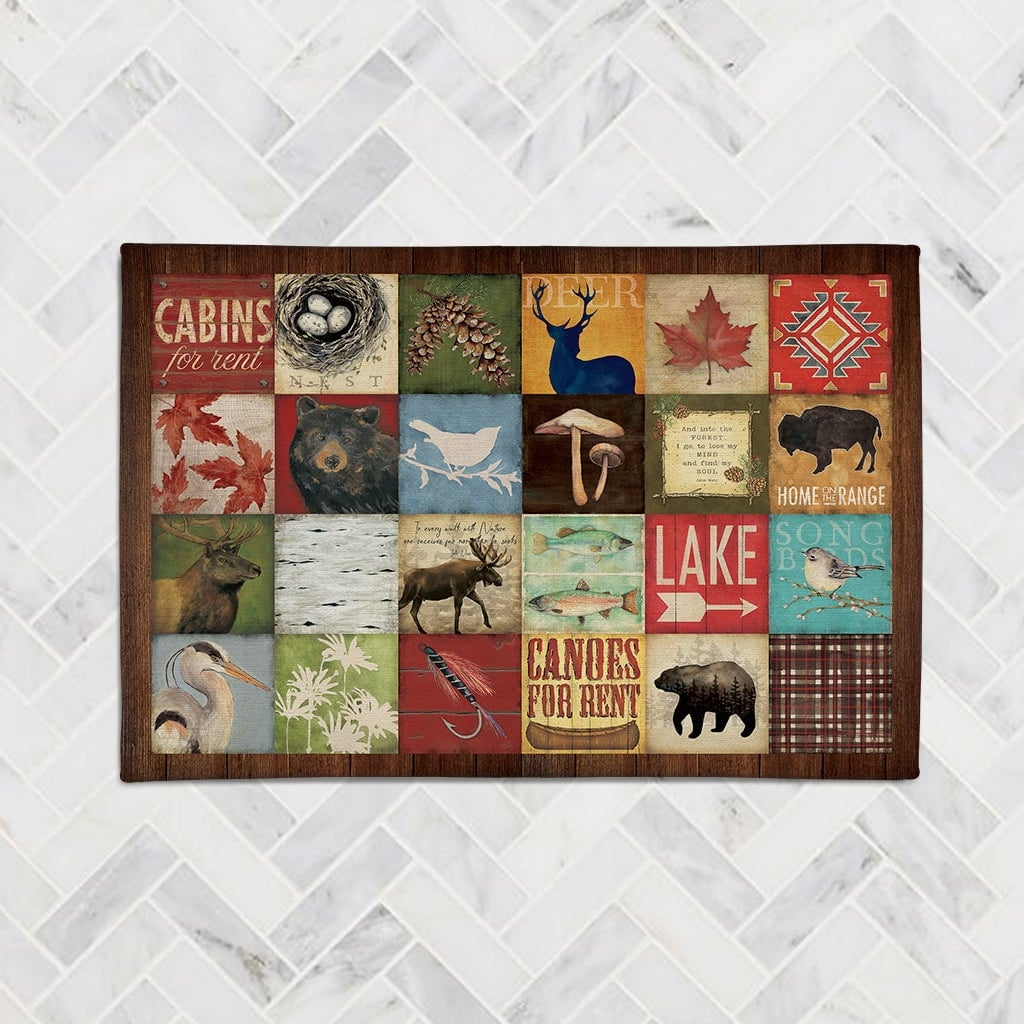 Laural Home Nature's Lodge Collage Chenille Accent Rug 2' x 3 ...