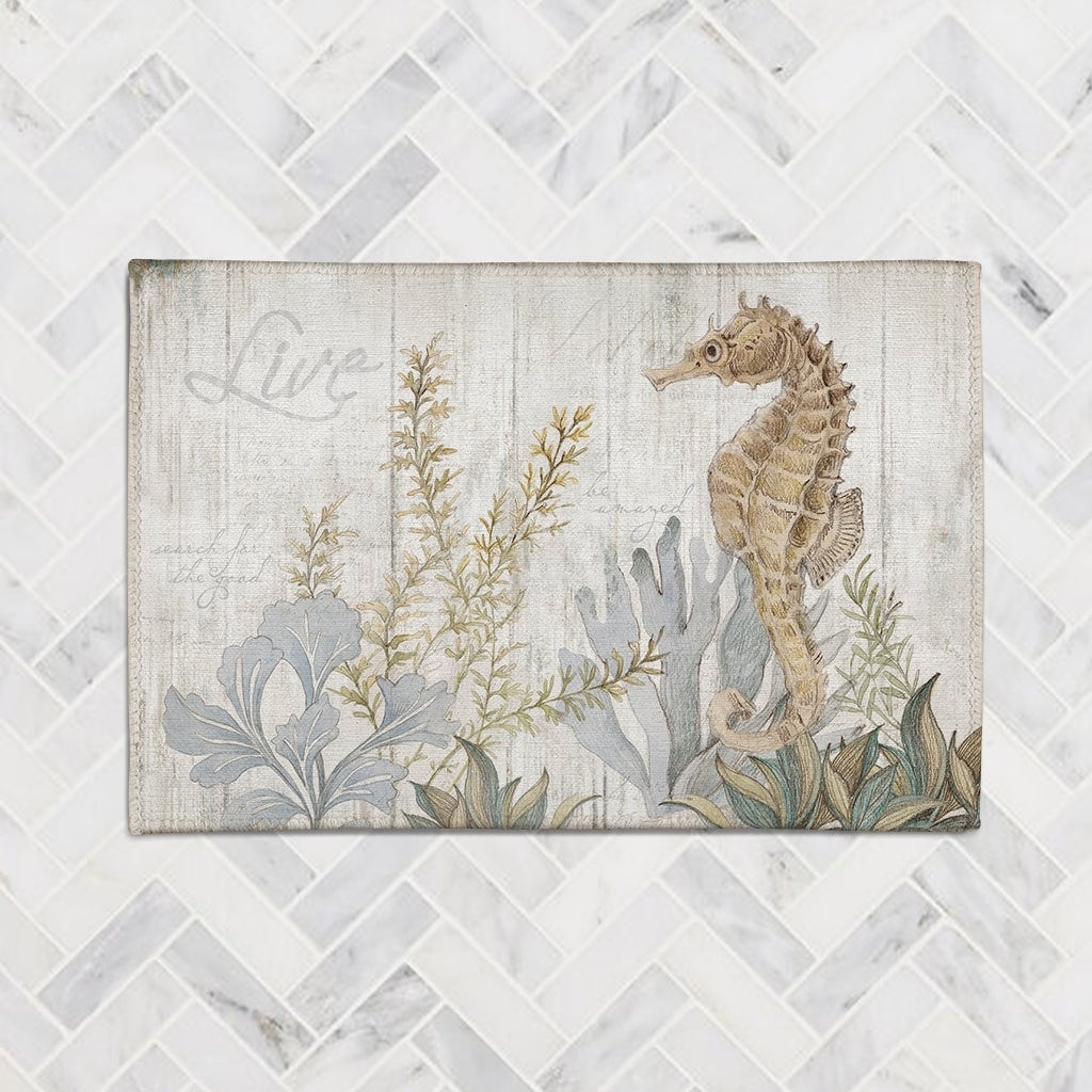 Laural Home Seahorse Seaweed Chenille Accent Rug 2' x 3' - Walmart.com