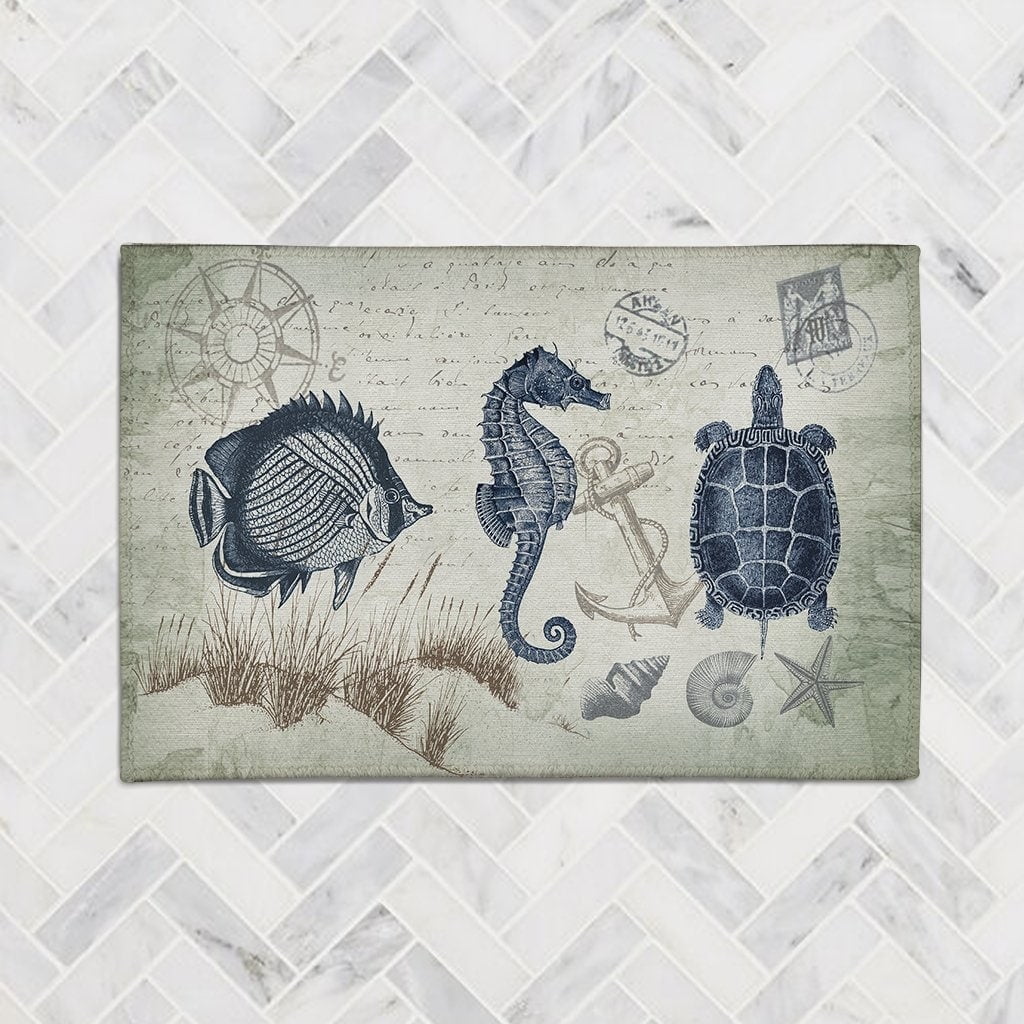 Laural Home Seaside Postcard Chenille Accent Rug 5' x 7' 5' x 8 ...