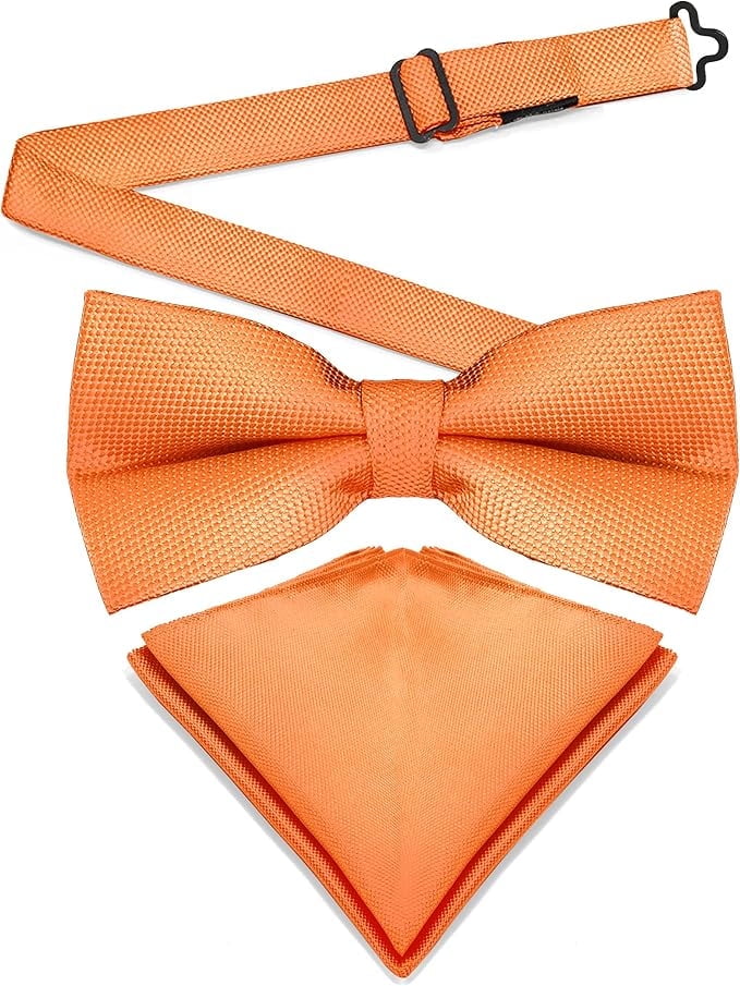 Laurant Bennet Mens Banded Bow Tie and Pocket Square Set | Solid Color ...