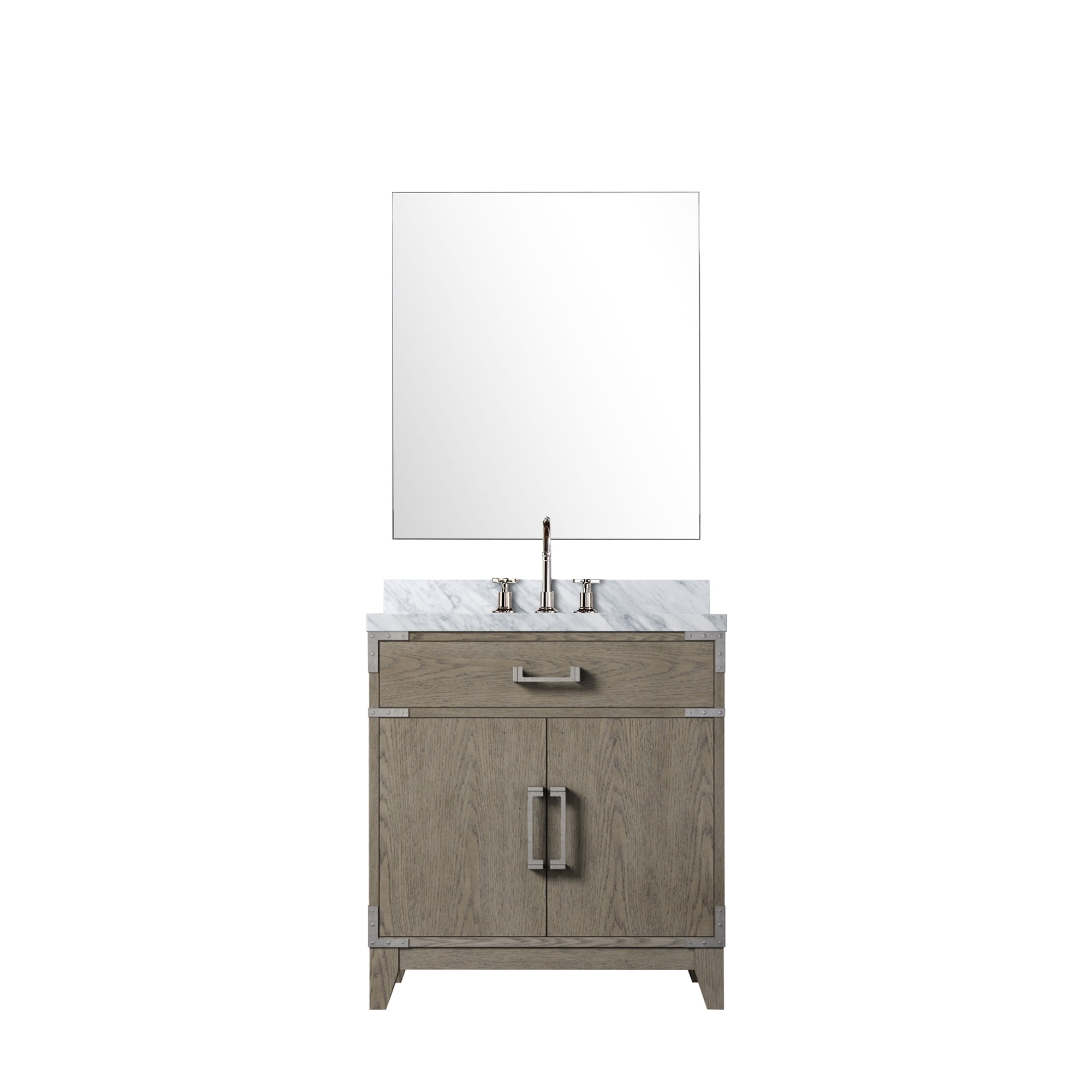 Laurel 30 in W Grey Oak Single Vanity Carrara Marble Countertop, 28 in ...