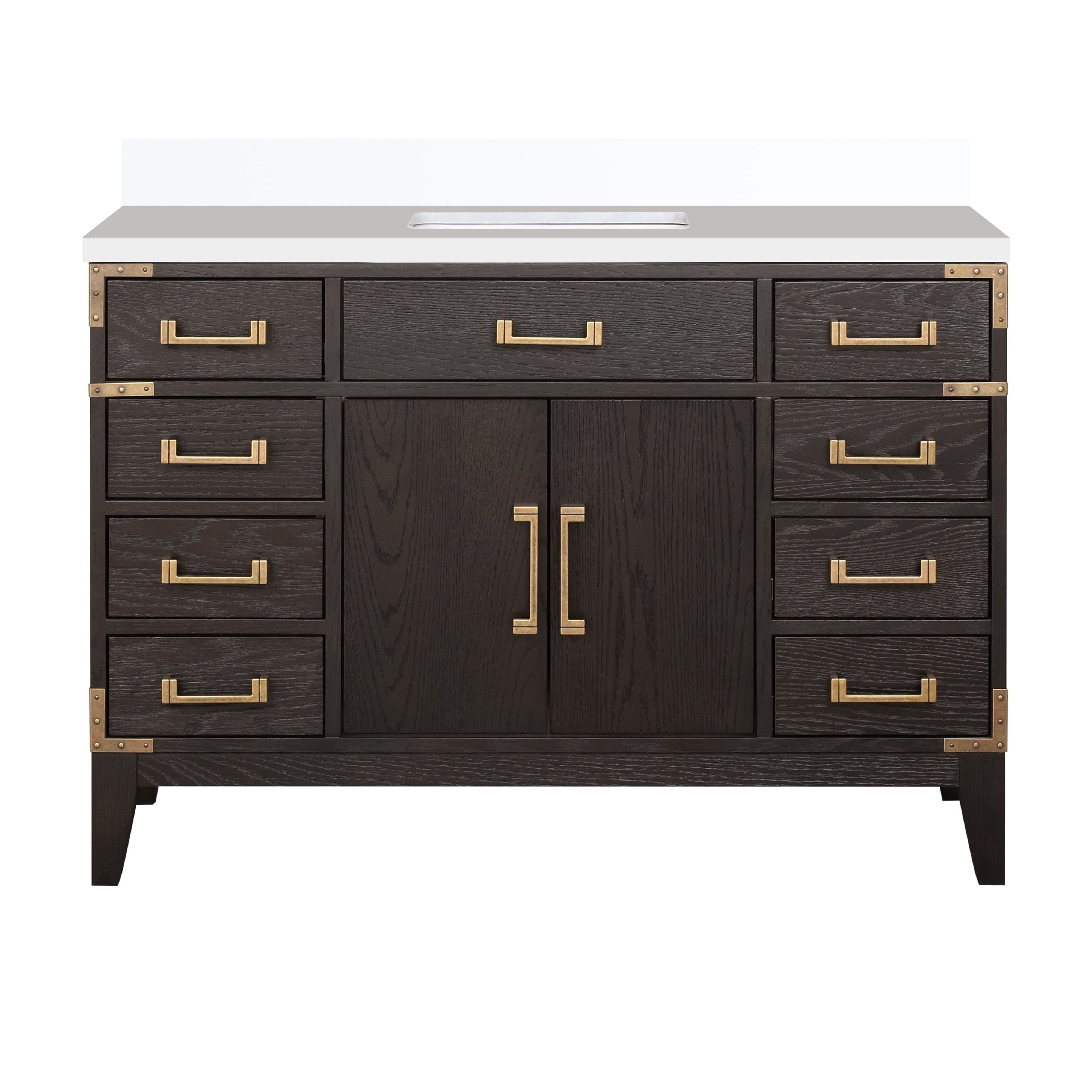 Laurel 48 in W x 22 in D Brown Oak Single Bath Vanity and Cultured ...