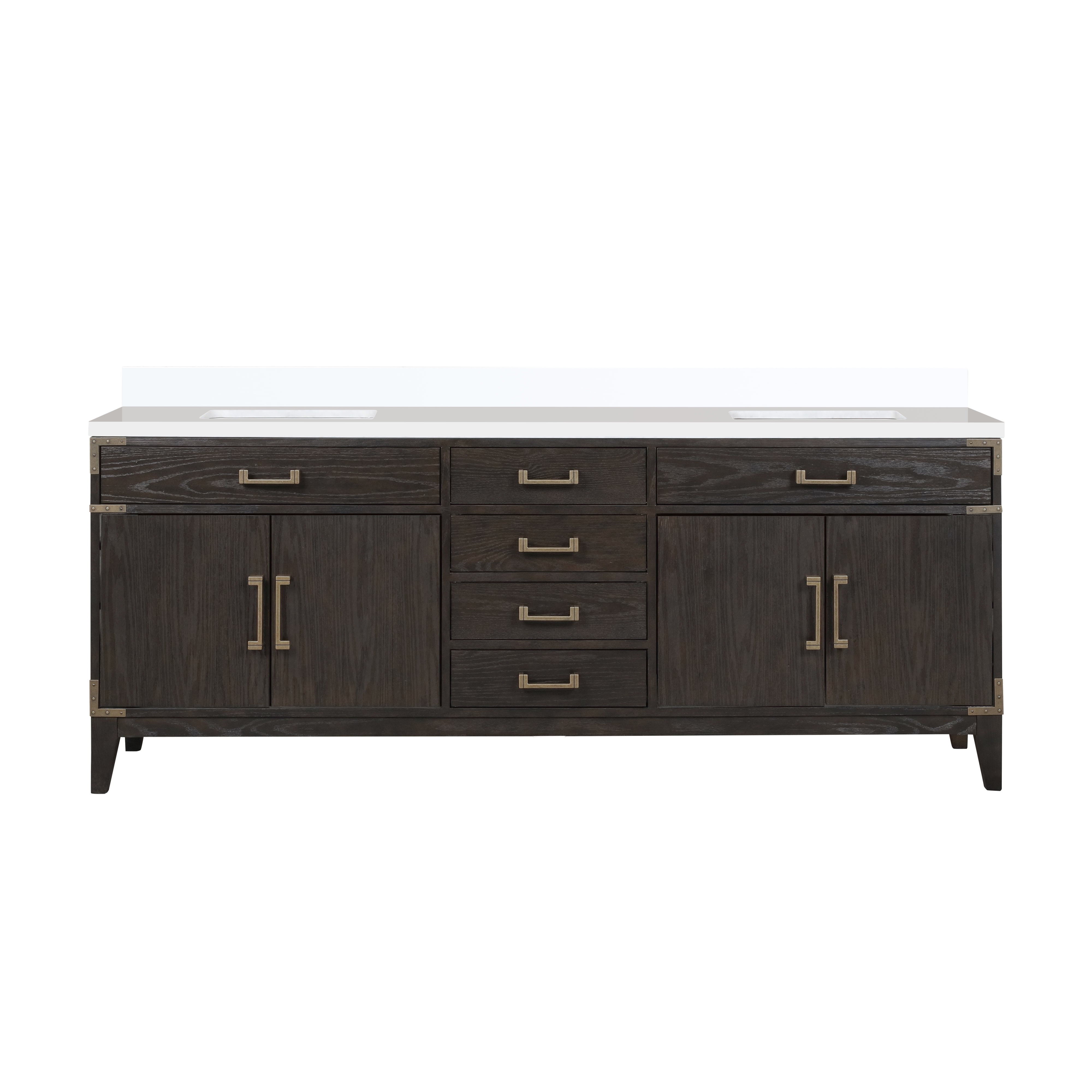 Laurel 84 in W x 22 in D Brown Oak Double Bath Vanity and Cultured Marble Top - Walmart.com