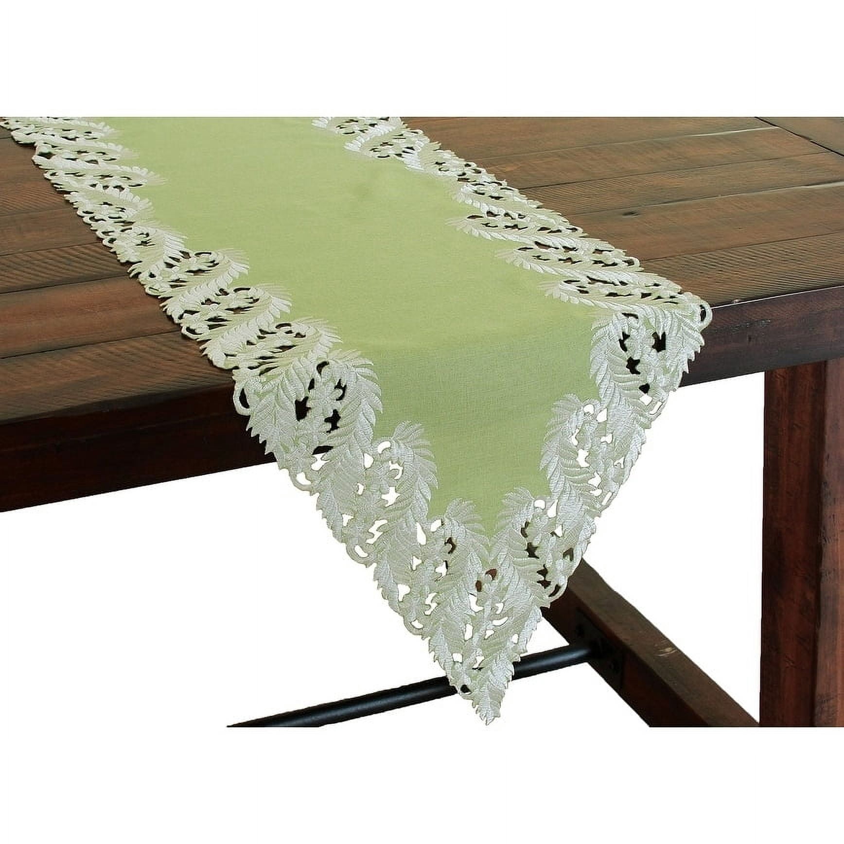 Laurel Embroidered Cutwork Table Runner, 15 by 72-Inch, Green 15 by 54 ...