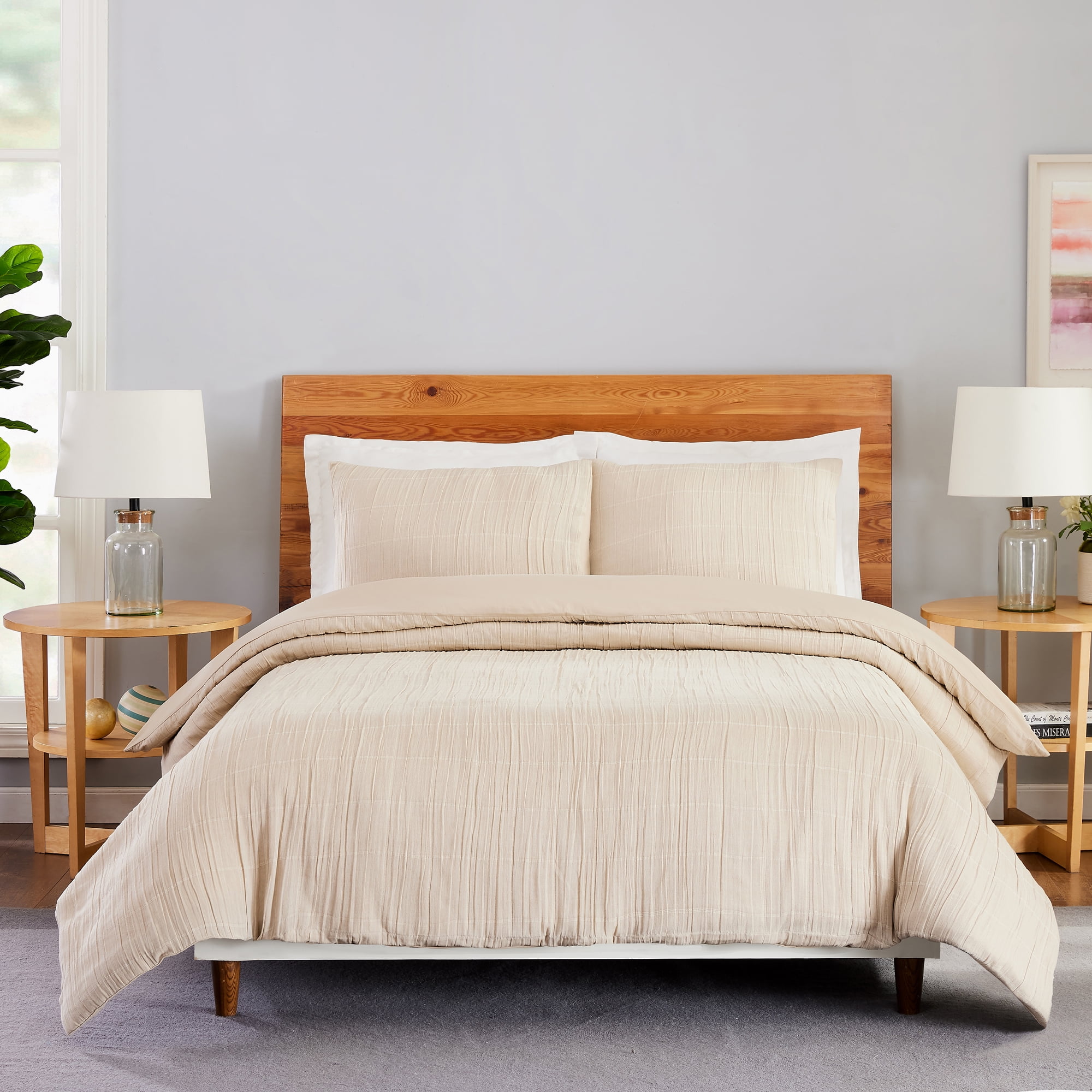 Laurel & Mayfair Tenley Matelasse Beige Cotton 3-Piece Duvet Set, King ...