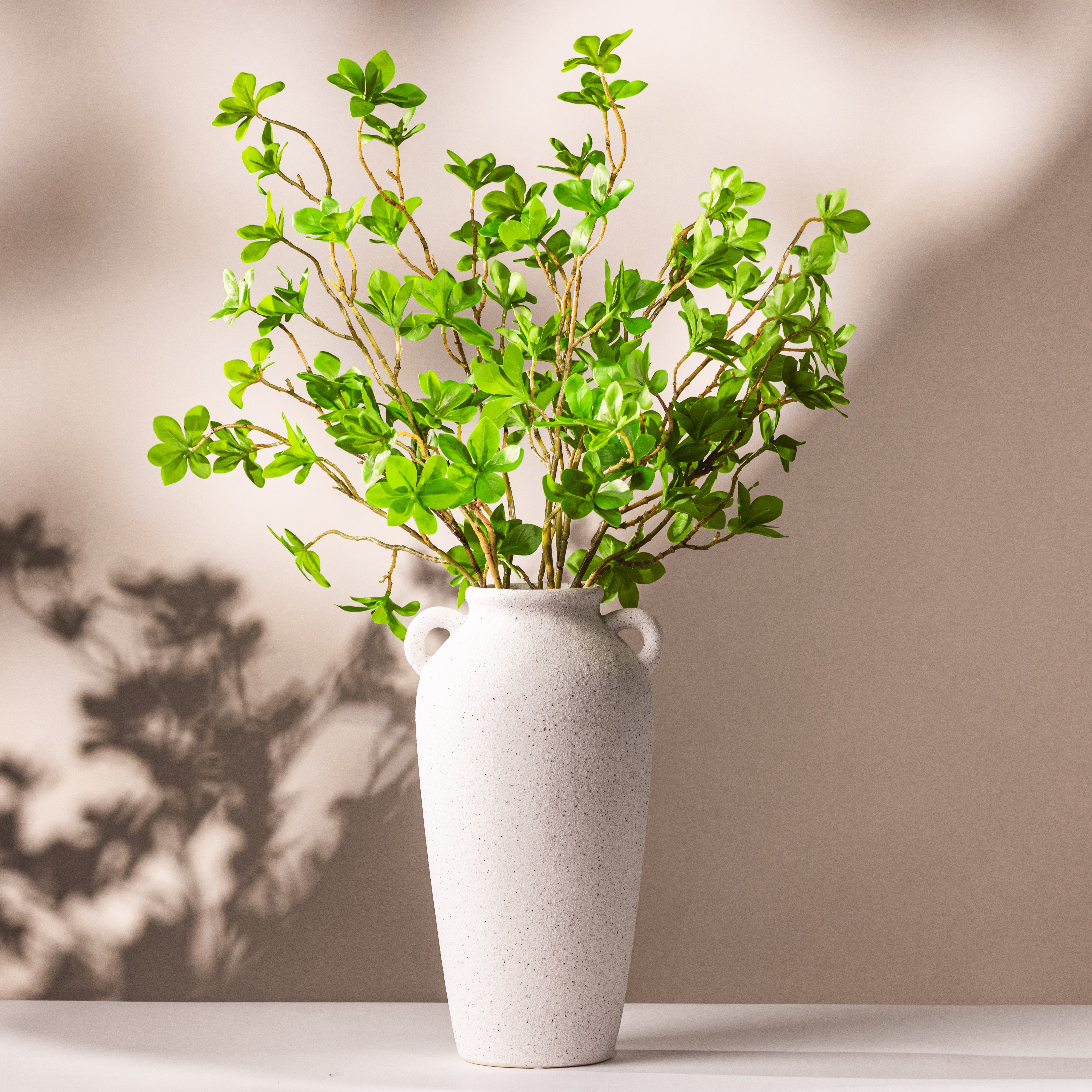 Laurel&Vine 12" Tall White Ceramic Vase, Speckled Textured Minimalist ...