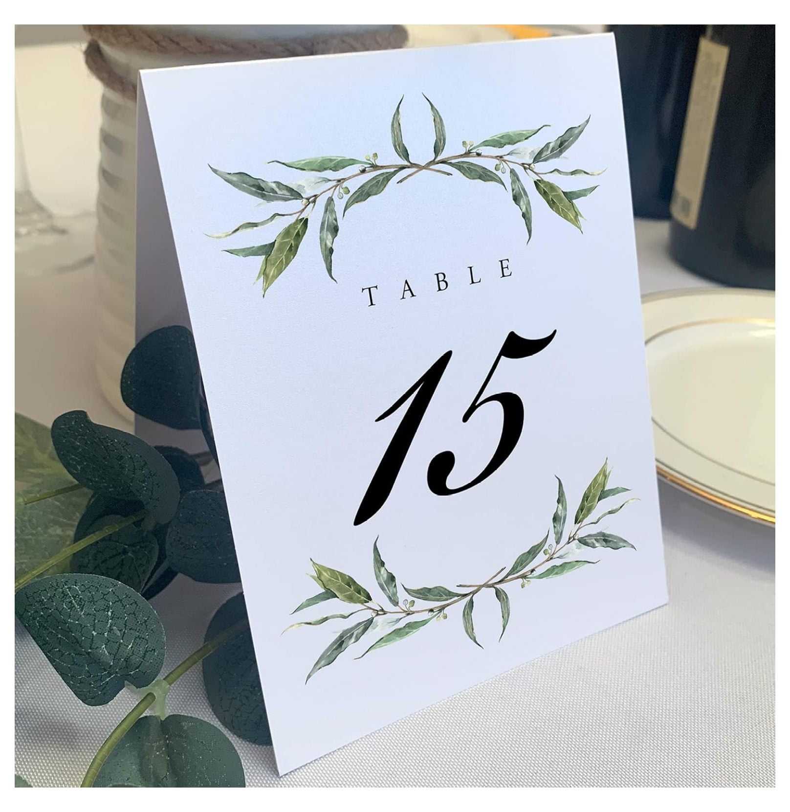 Laurel Wreath and Greenery Wedding Table Numbers, 1-175, Double Sided ...