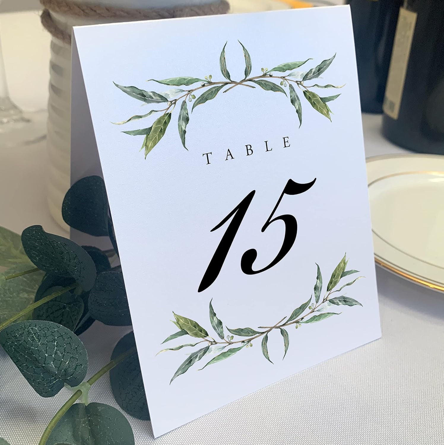 Laurel Wreath and Greenery Wedding Table Numbers, 1-55, Double Sided ...