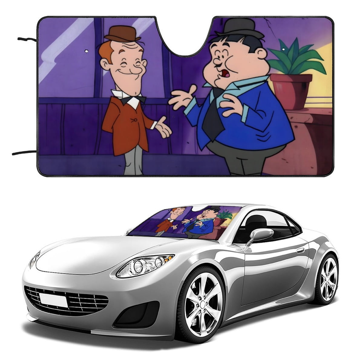 Laurel and Hardy-theme Windshield Sun Shade Front Protector Folding Car ...