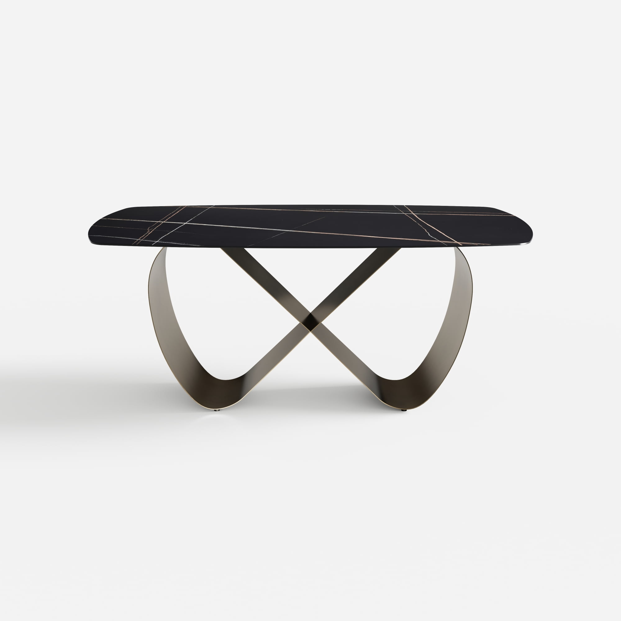 **Lauren Black Gold Butterfly Base 1.8m Sintered Stone Dining Table ...