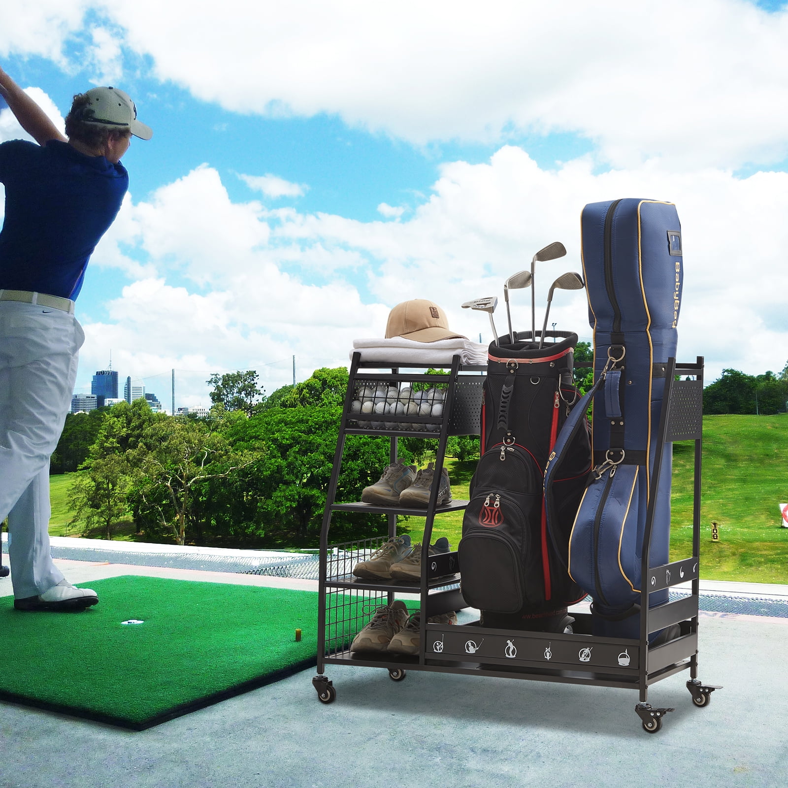 Lauren&Harold Golf Storage Garage Organizer, Golf Bag Organizer Garage ...