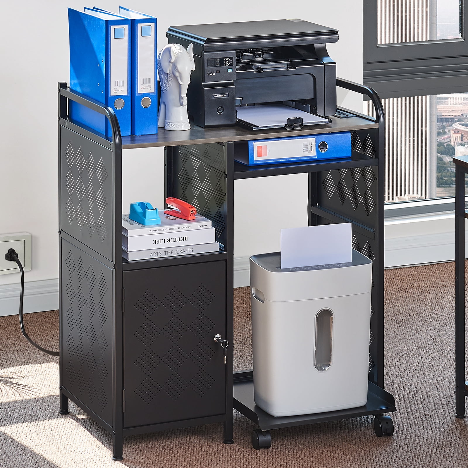 Lauren&Harold Large Printer Stand with Paper Shredder Stand, Printer ...