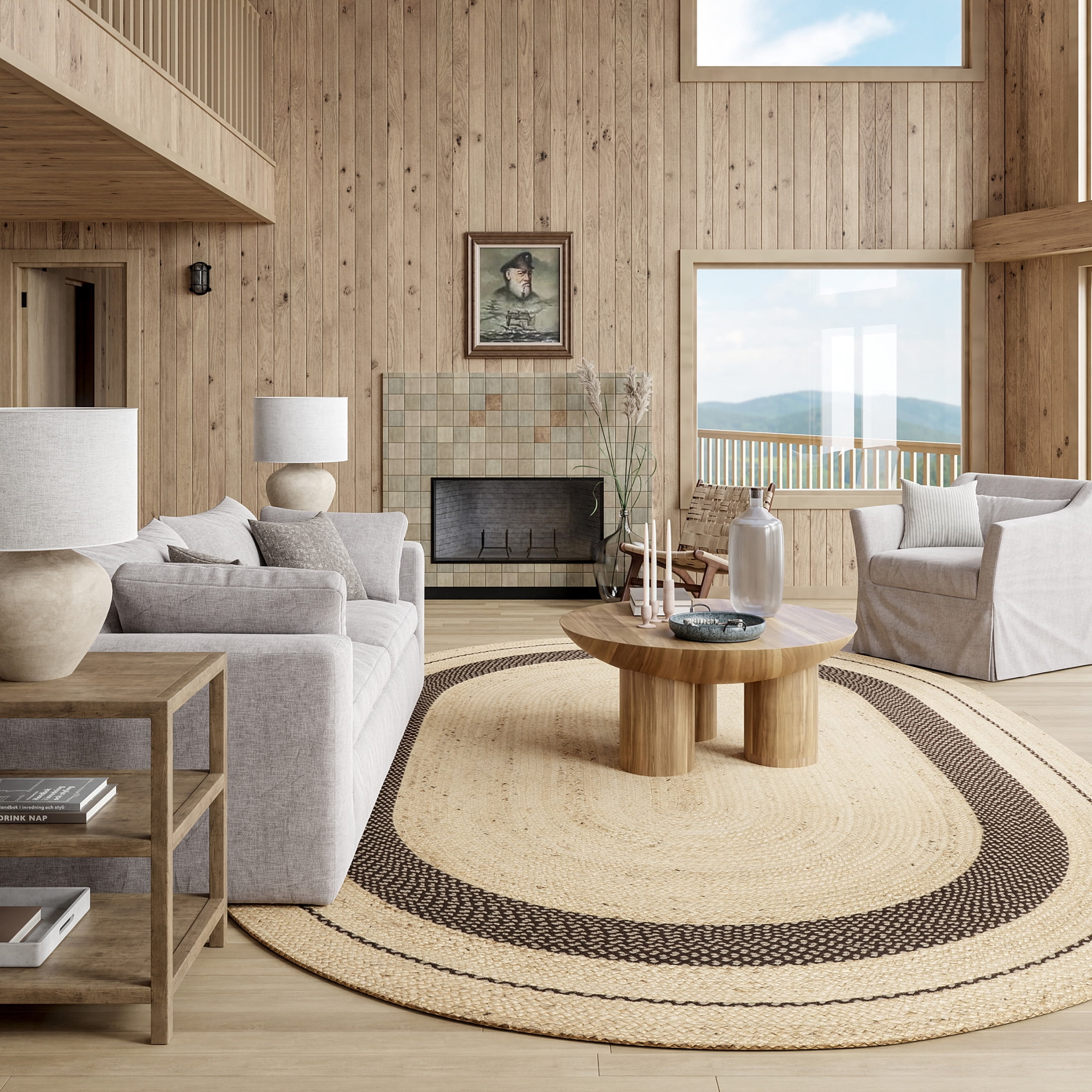 Rugs USA Cottage Oval Jute Area Rug, 10' x 14', Oval, Cottage Dark ...