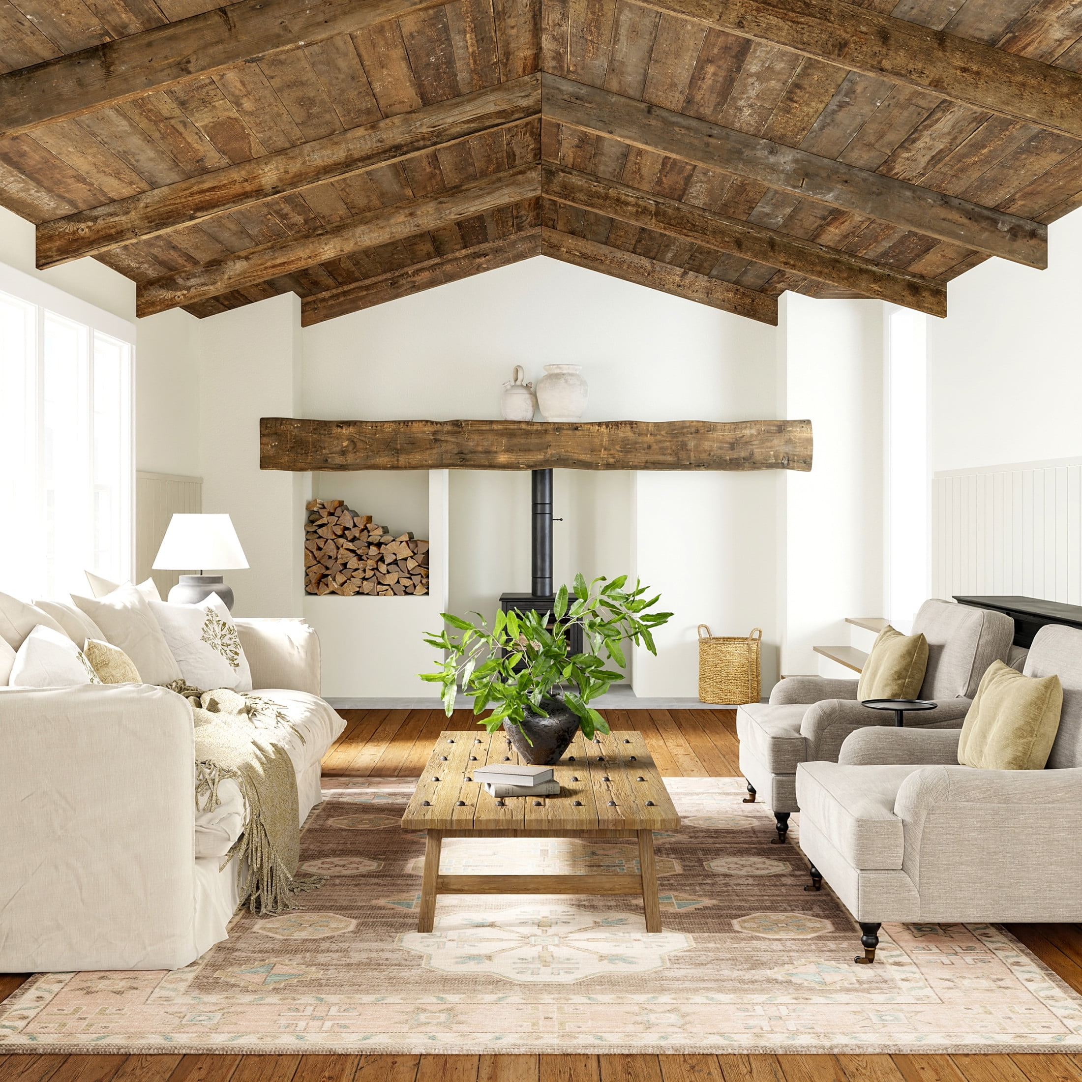 Rugs USA Fawn Medallion Wool and Cotton Area Rug, 5' x 8', Fawn Brown ...