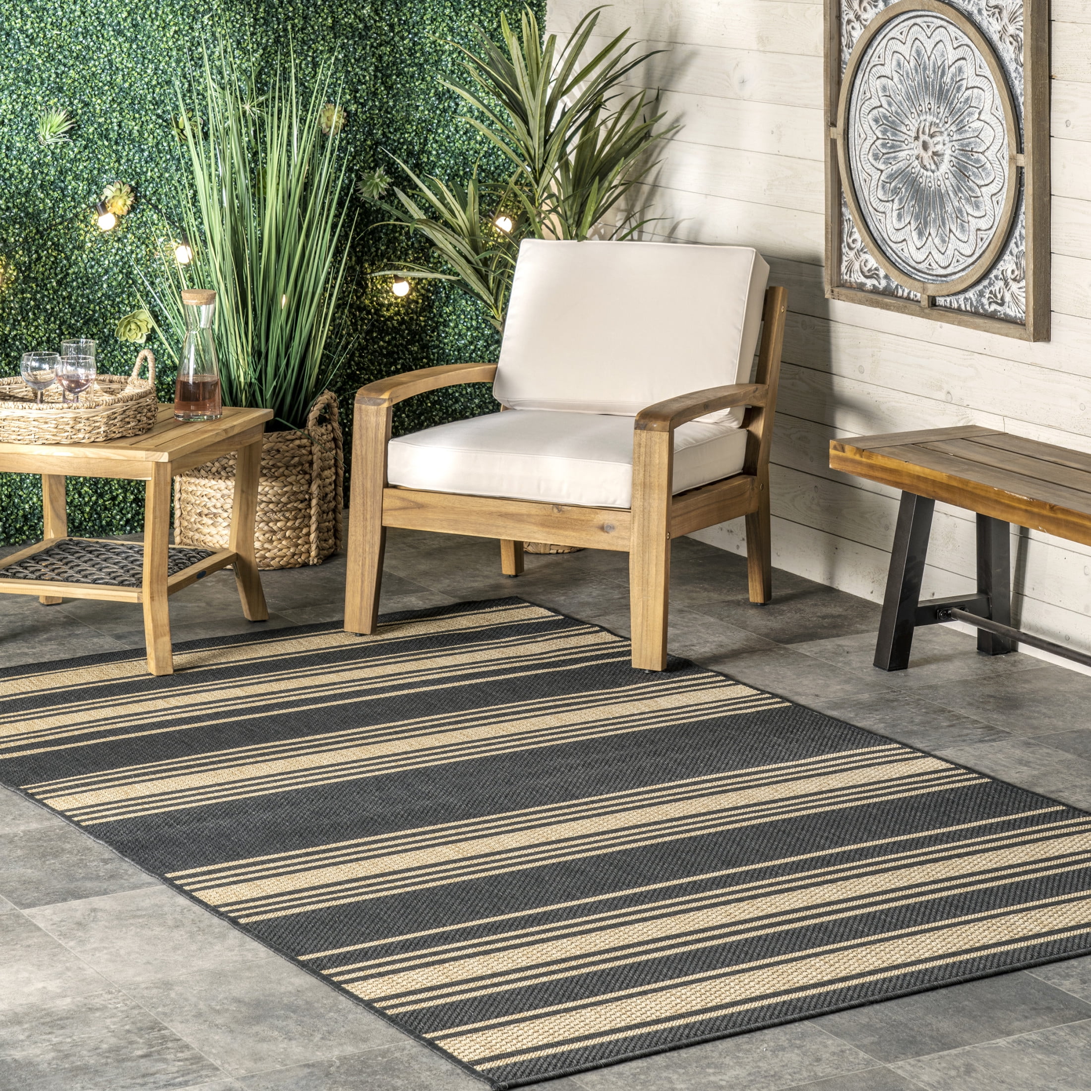 Rugs USA Romy Striped Indoor/Outdoor Area Rug, 4' x 6', Montana ...