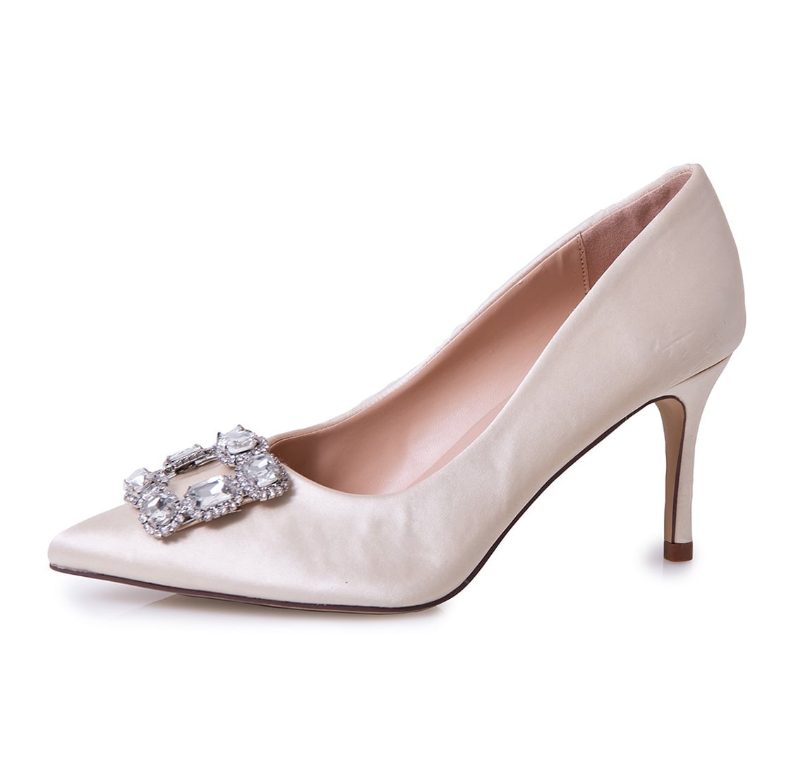 Lauren Lorraine Carolyn Big Jewel Embellished Pointed Toe Low Heel ...