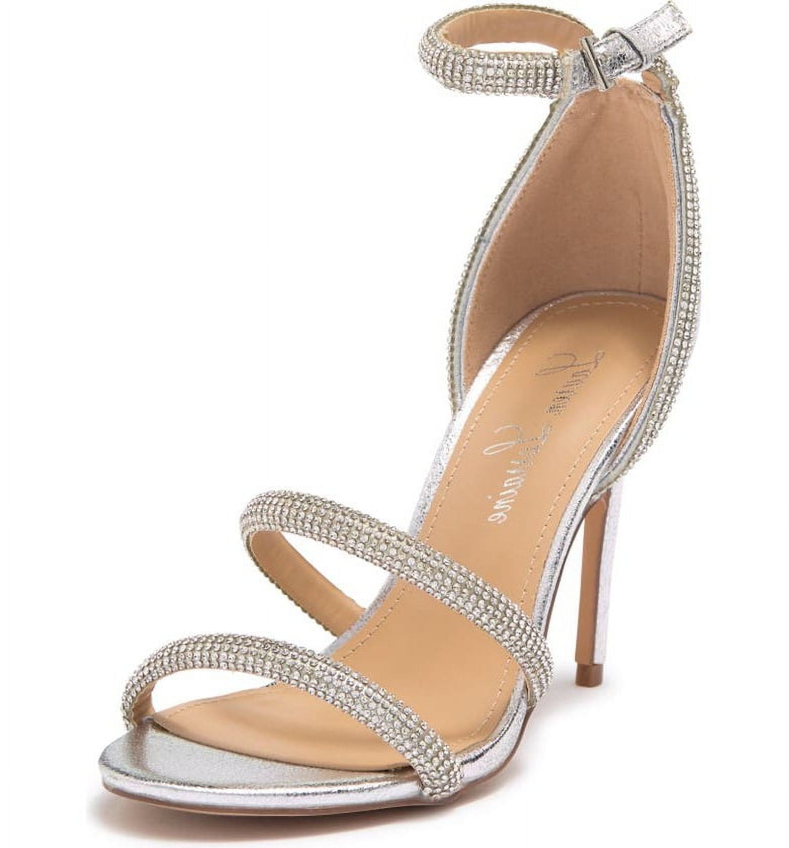 Lauren Lorraine Dria Rhinestone Open Toe Formal Ankle Strap Stiletto ...