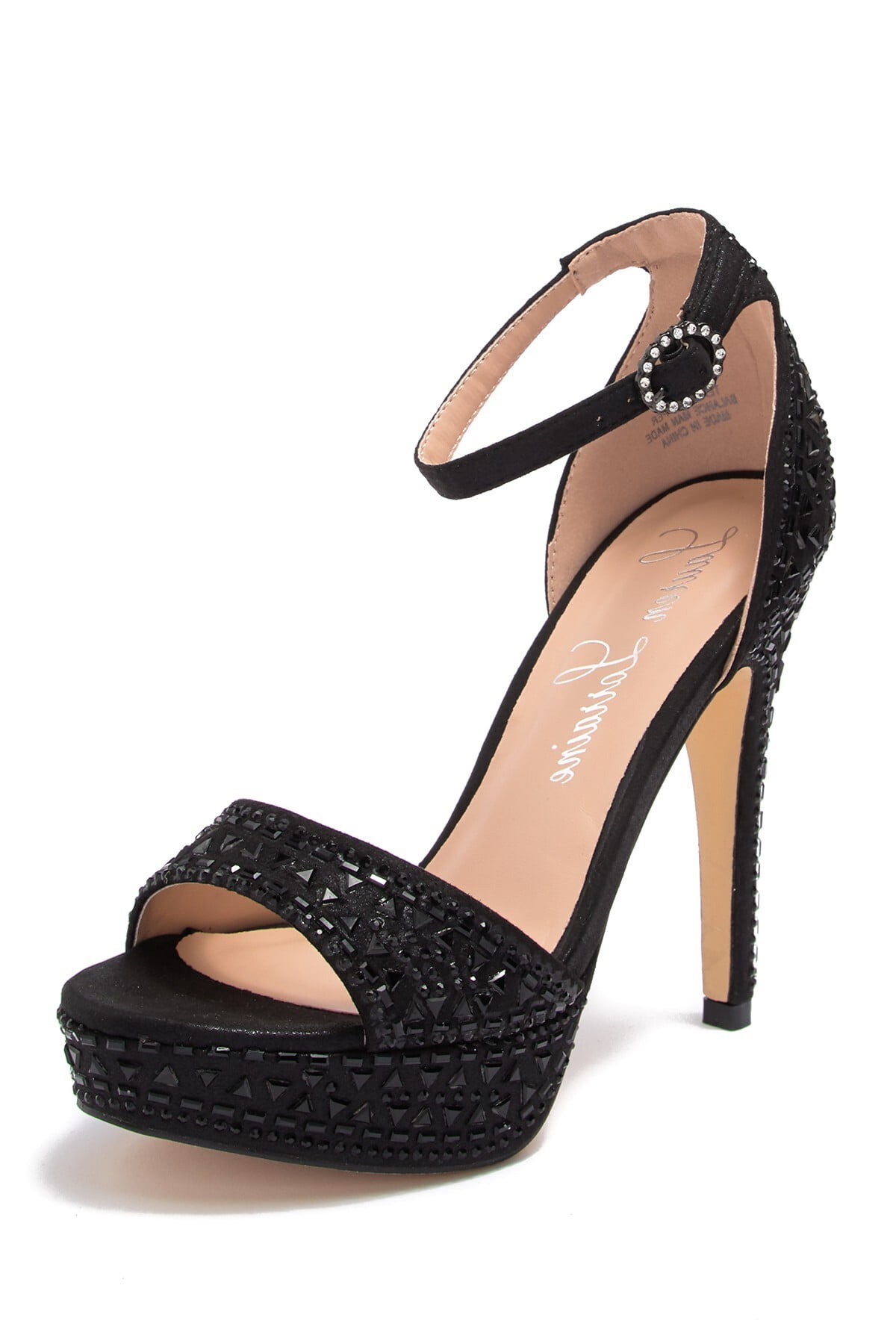 Lauren Lorraine Eifel Open Toe Rhinestone Ankle Strap Open Platform ...