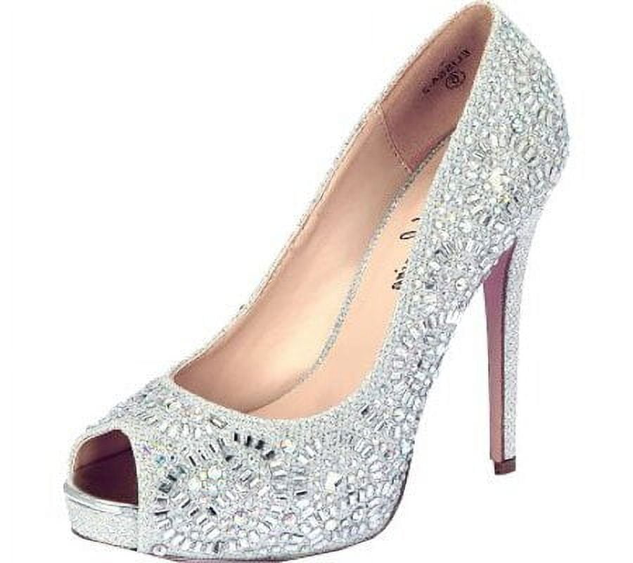 Lauren Lorraine Elissa Rhinestone Prom Peep Open Toe Formal Wedding ...
