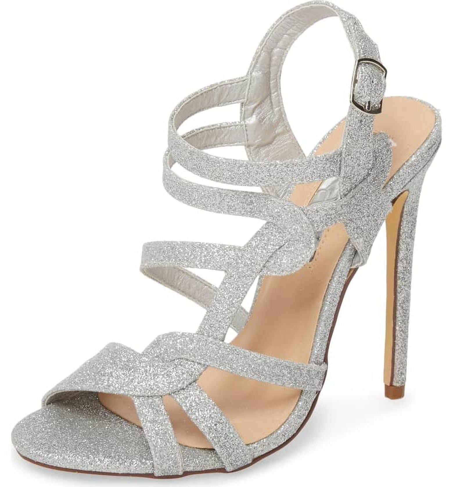Lauren Lorraine Gidget Strappy Glitter Sandal High Formal Open Toe Prom ...