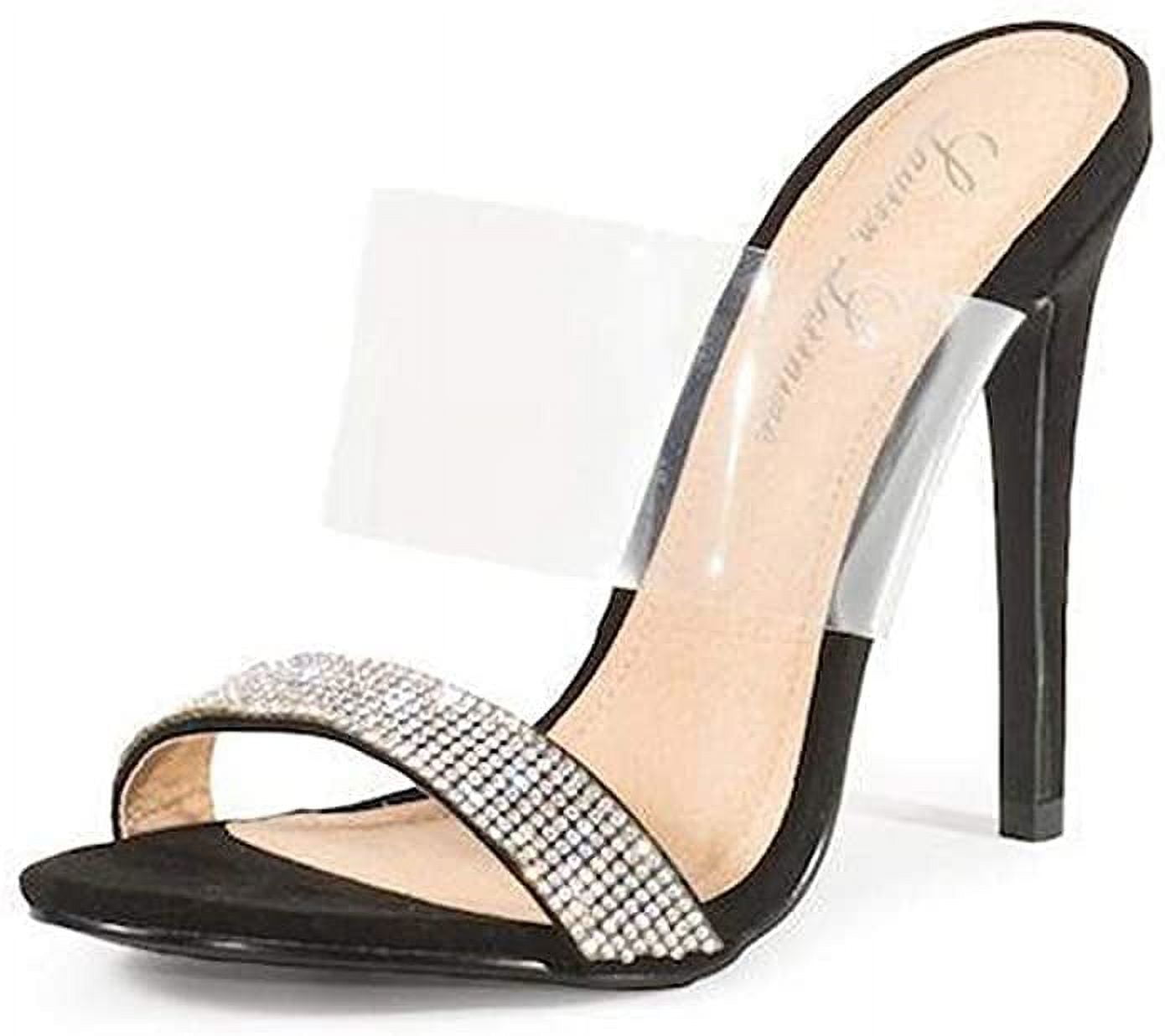 Lauren Lorraine Les Clear Cuff Rhinestone Band Heeled Mule Formal Dress ...