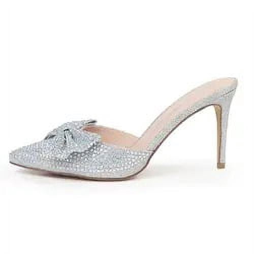 Lauren Lorraine Lolly Rhinestone Bow Slip-On Mule Formal Pump Prom ...