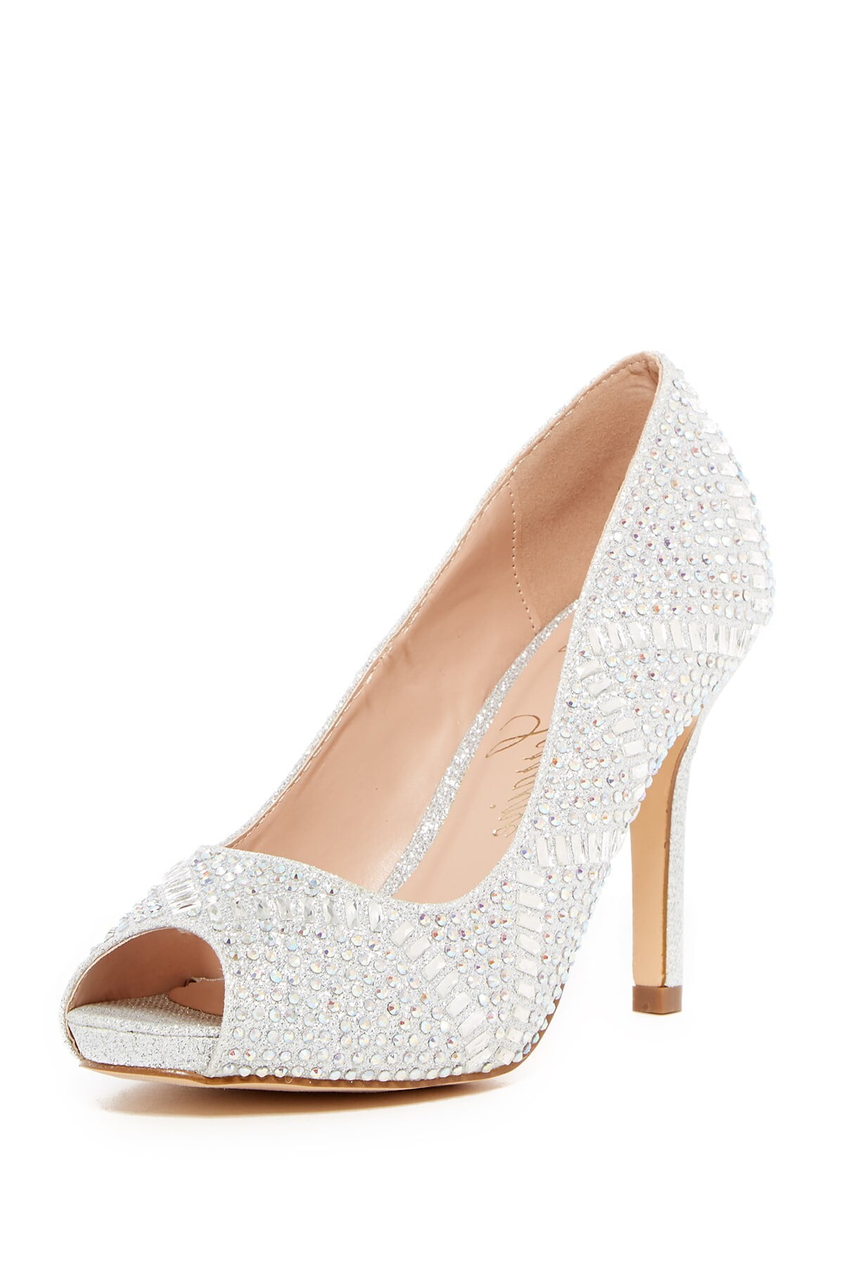 Lauren Lorraine Paula-4 Rhinestone Embroidered Open Toe Formal Sparkle ...