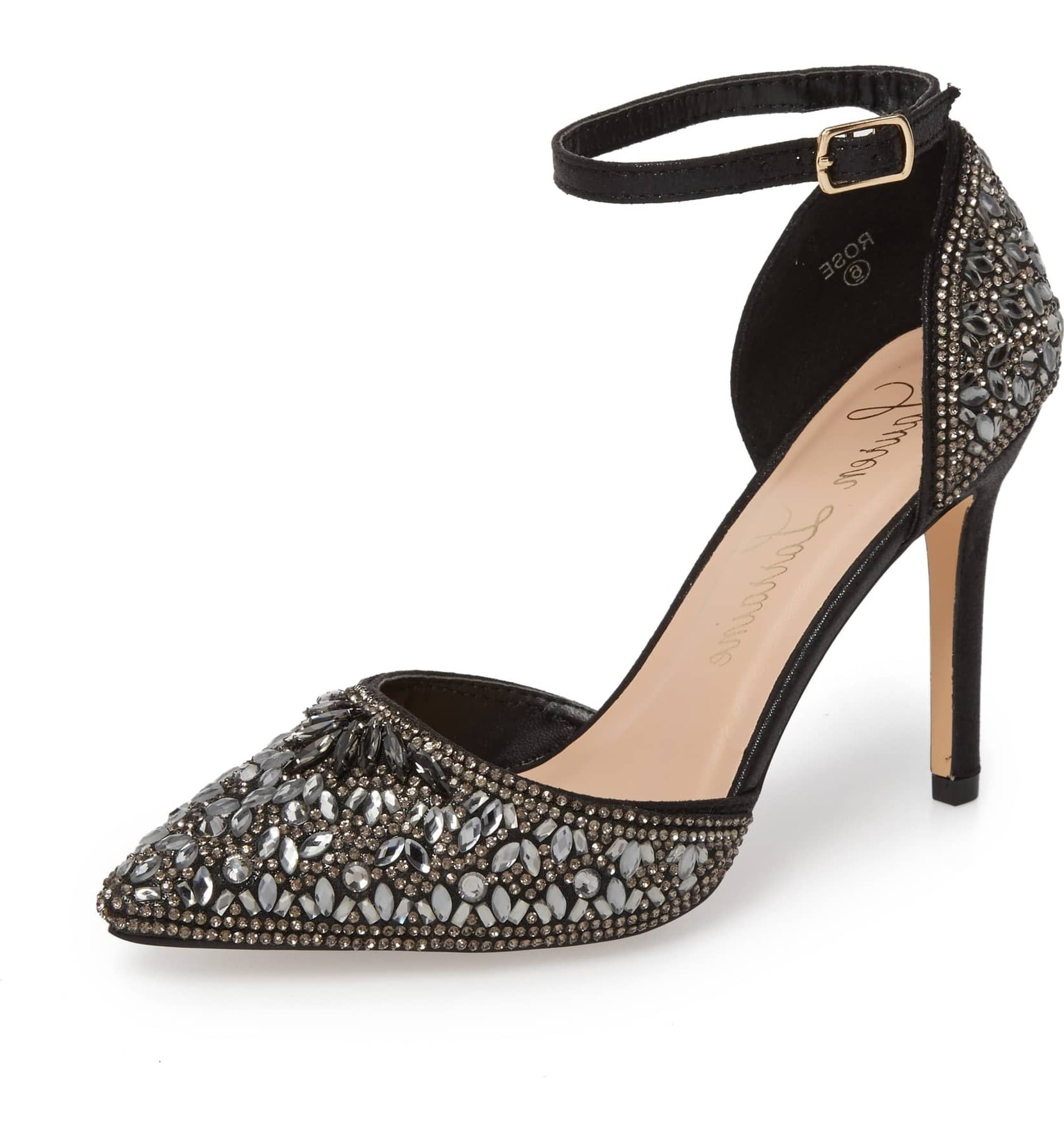 Lauren Lorraine Rose Black Embellished d'Orsay Pointed Toe Formal Dress ...