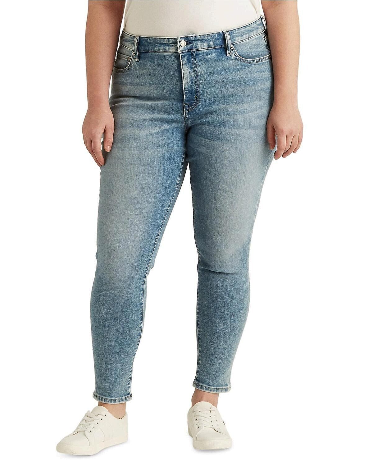 Lauren Ralph Lauren Plus-Size High-Rise Skinny Ankle Riviera Wash 14W ...