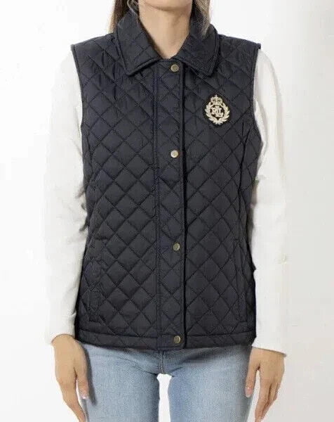 Lauren Ralph Lauren Women's Crest Patch Diamond Quilted Vest Medium M ...