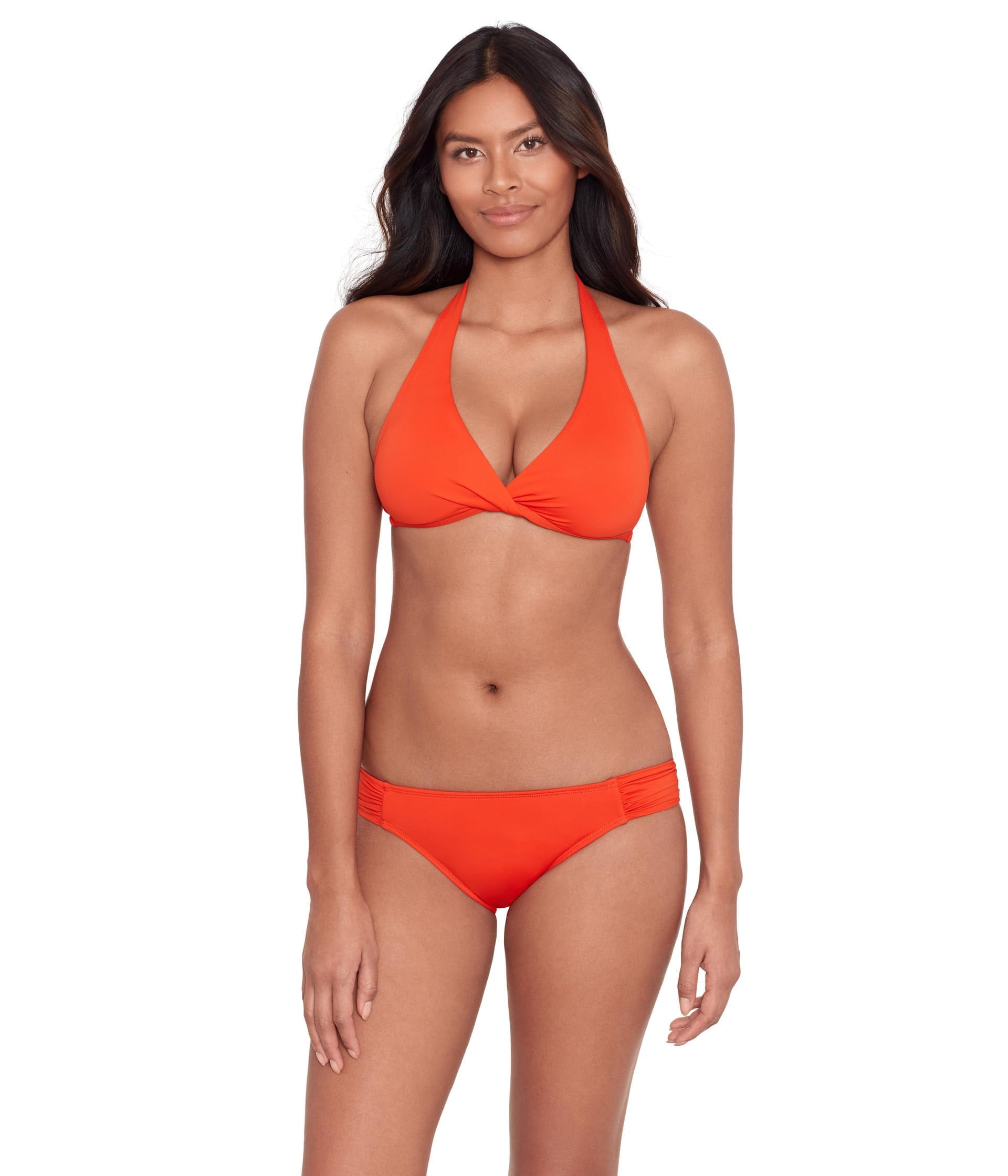 Lauren Ralph Lauren Womens Beach Club Solids Twist Halter Bikini Top Orange 10 - Walmart.com