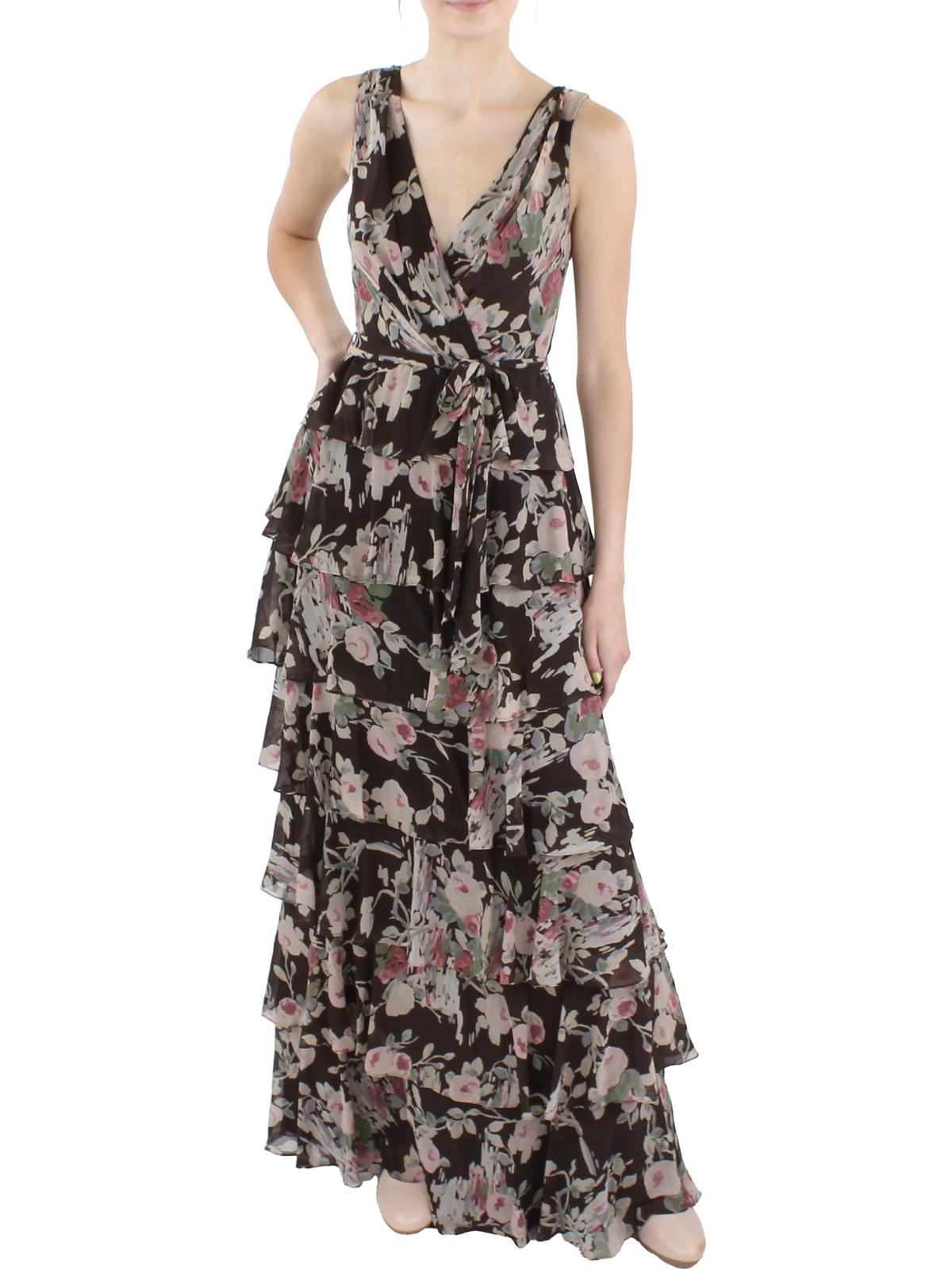 Lauren Ralph Lauren Womens Chiffon Tiered Evening Dress - Walmart.com
