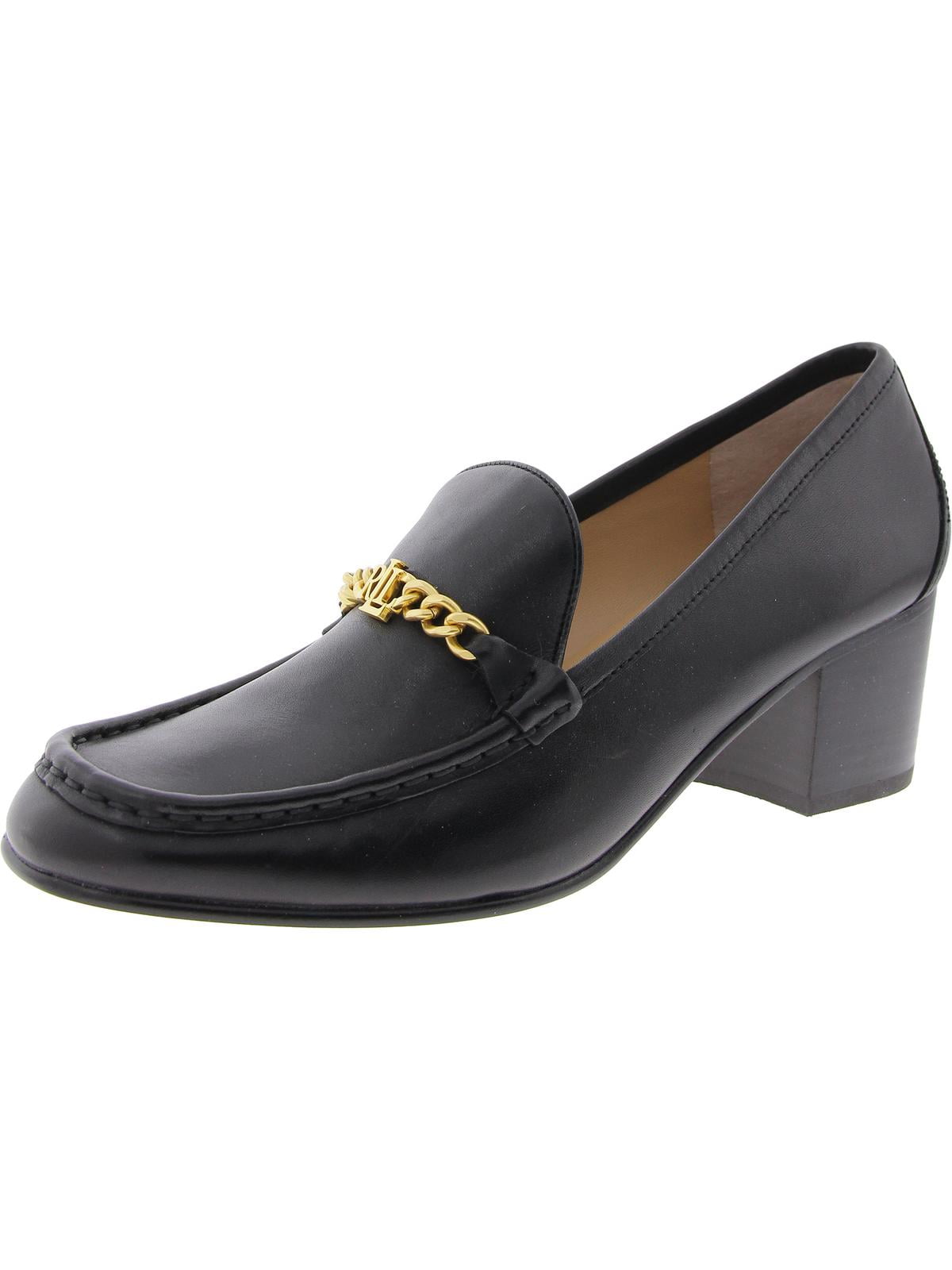 Lauren Ralph Lauren Womens Embellished Leather Loafer Heels - Walmart.com