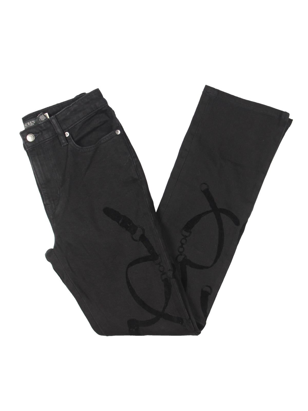 Lauren Ralph Lauren Womens High Rise Flocked Print Bootcut Jeans ...