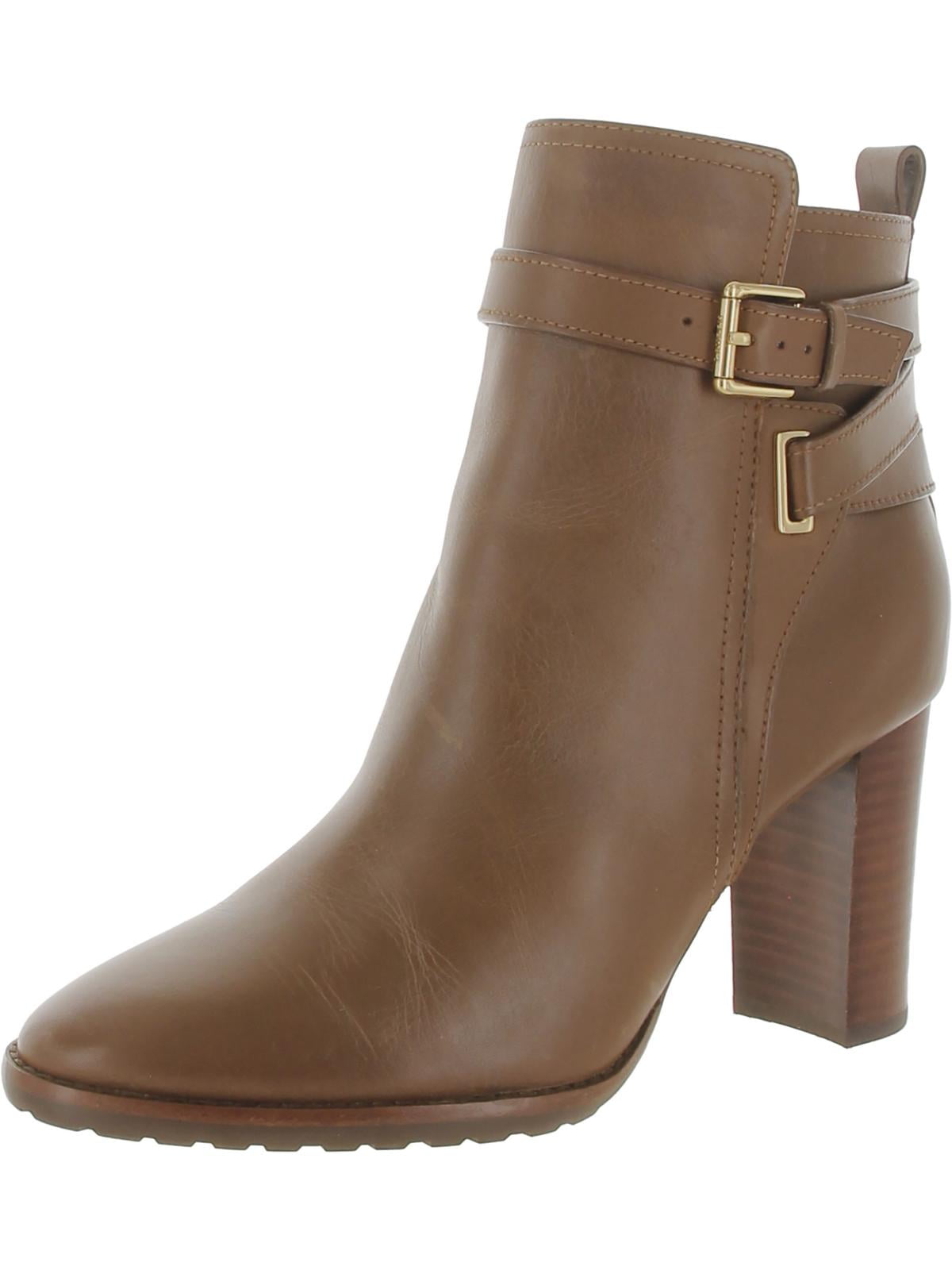 Lauren Ralph Lauren Womens Madisyn Leather Stacked Heel Ankle Boots ...