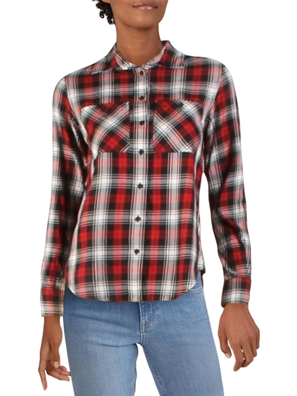 Ralph Lauren Women's Plaid Button Up Top Red Size X-Small - Walmart.com