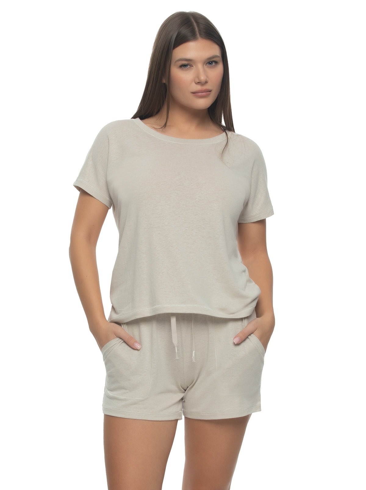 Lauren Short Pajama Set (Pumice Stone, Medium) - Walmart.com