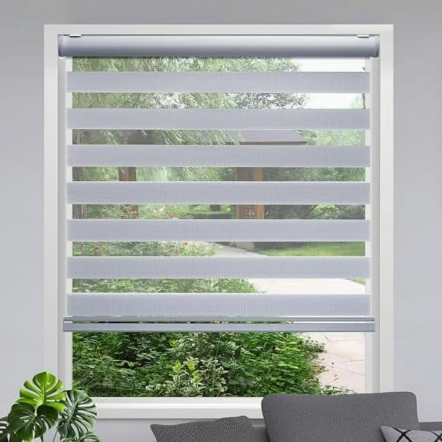 Lauren Taylor Zebra Cordless Pull Down Roller Window Blinds, Grey, 24 ...