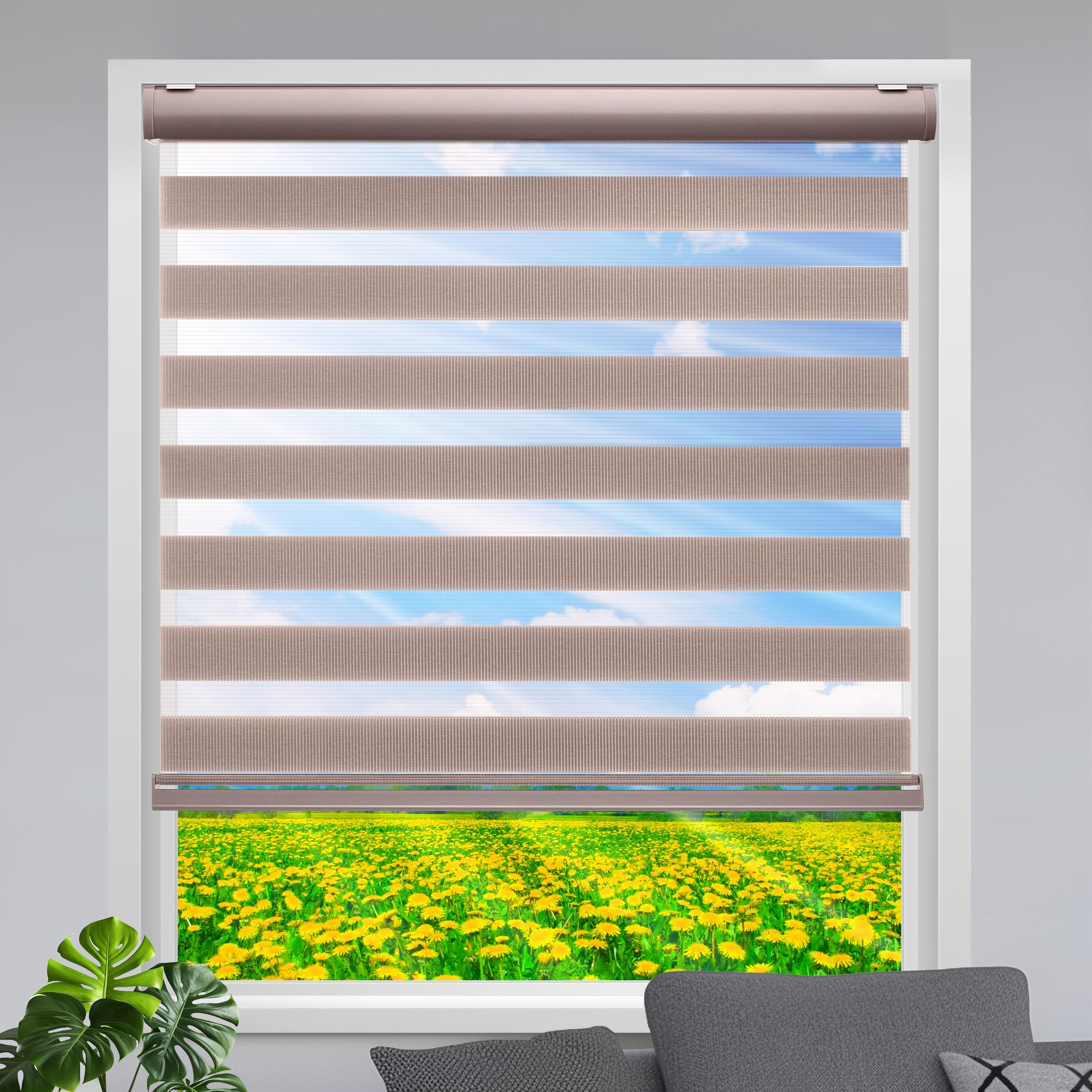 Lauren Taylor Cordless Zebra Blinds for Windows - 100% Polyester Pull ...