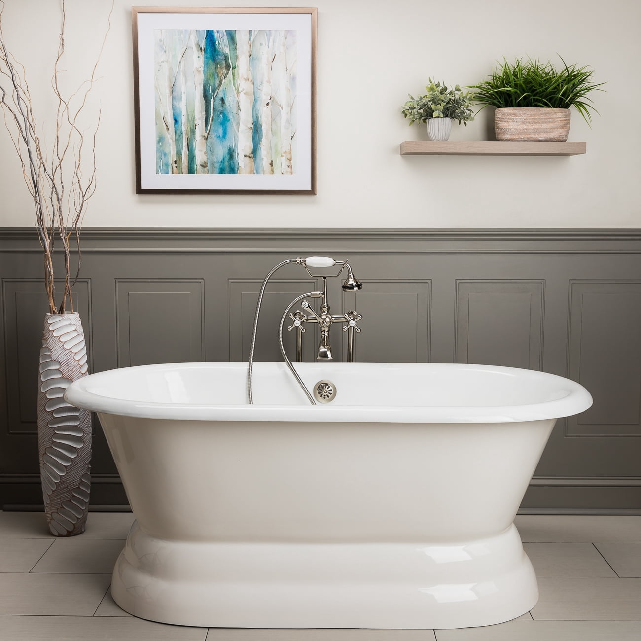 Laurent 66 Inch Cast Iron Double Ended Pedestal Tub - No Faucet ...