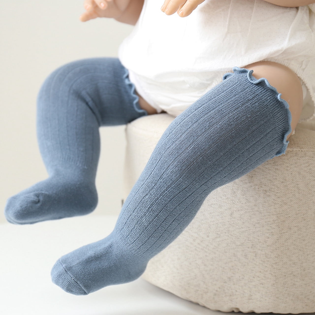 Laurenza's Baby Girls Ruffle Top Blue Knee High Socks 6-12M - Walmart.com