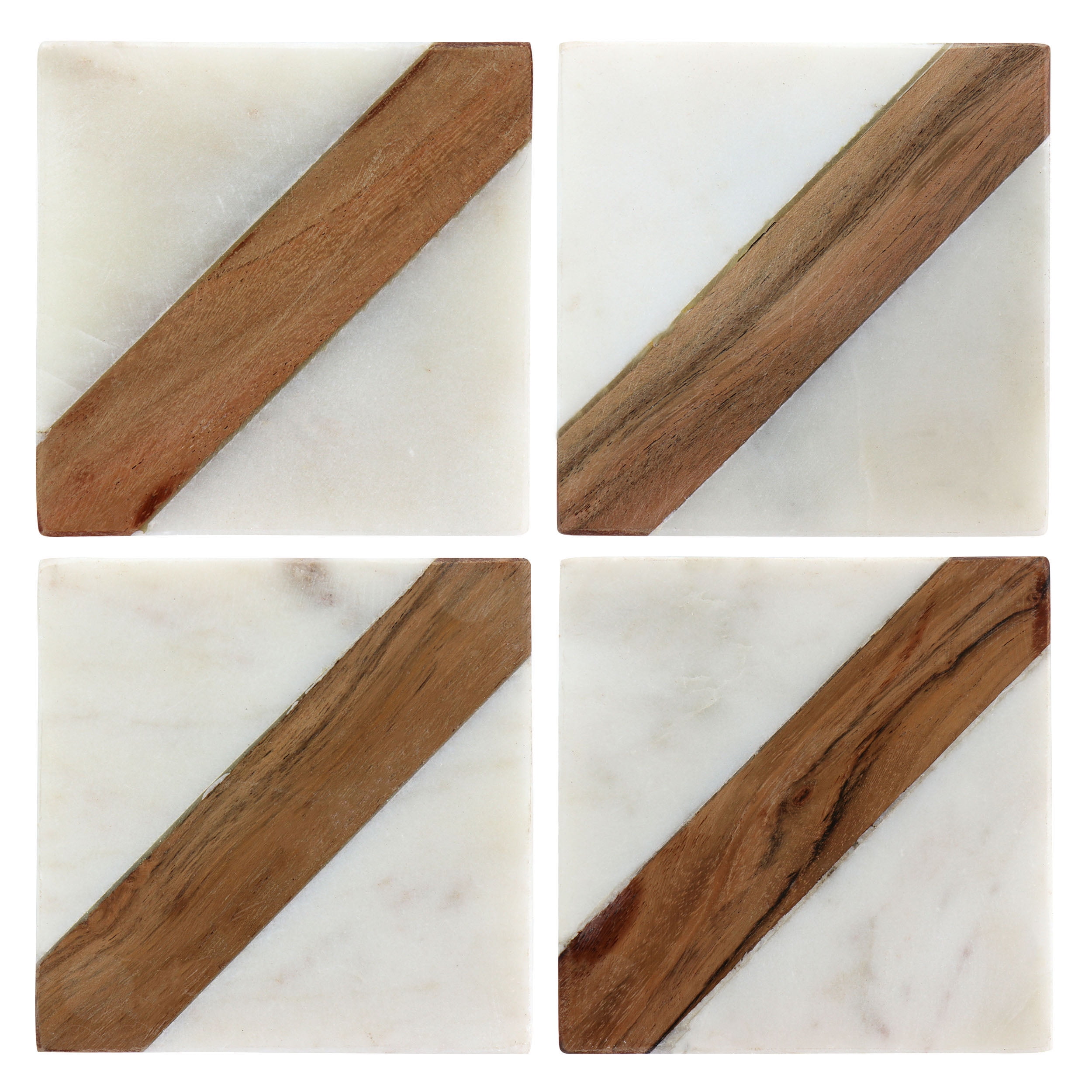 Laurie Gates California Designs Mango Wood and White Marble Square 4 ...