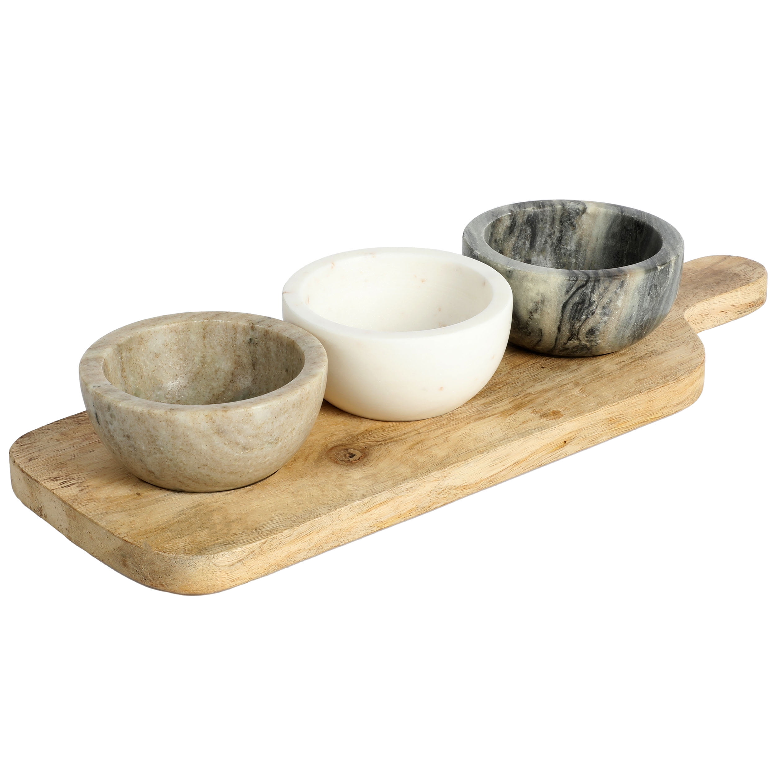 Laurie Gates California Designs Marble and Mango Wood 4 Piece Condiment ...