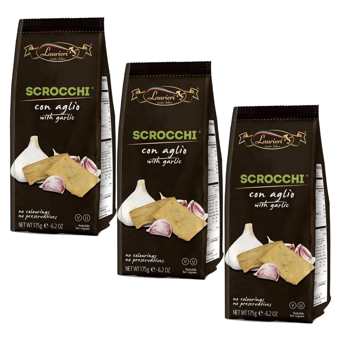 Laurieri Scrocchi Crackers with Garlic Flavor & Crispy Baked Texture ...