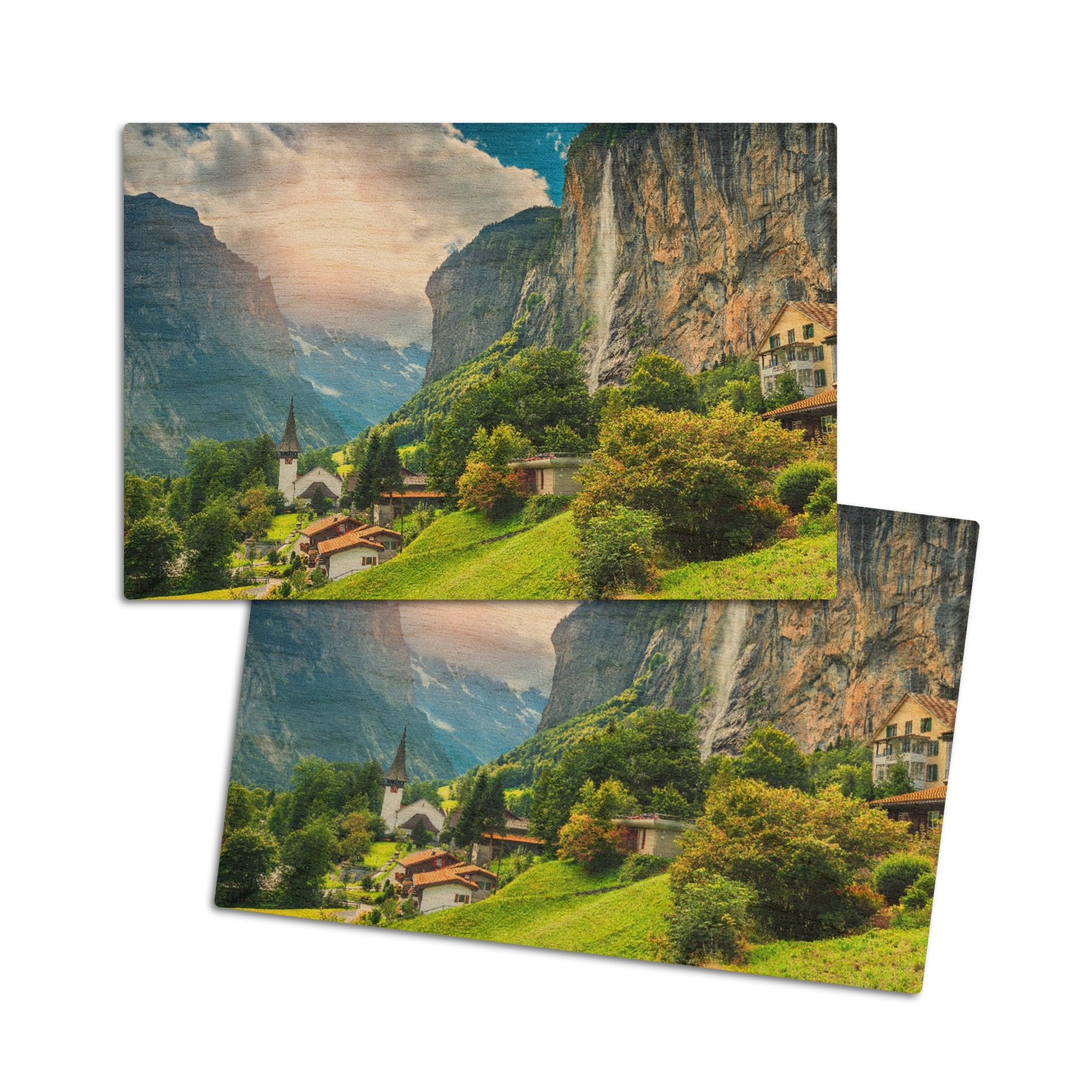 Lauterbrunnen, Switzerland, Mountain Village Under Cliff and Waterfall ...