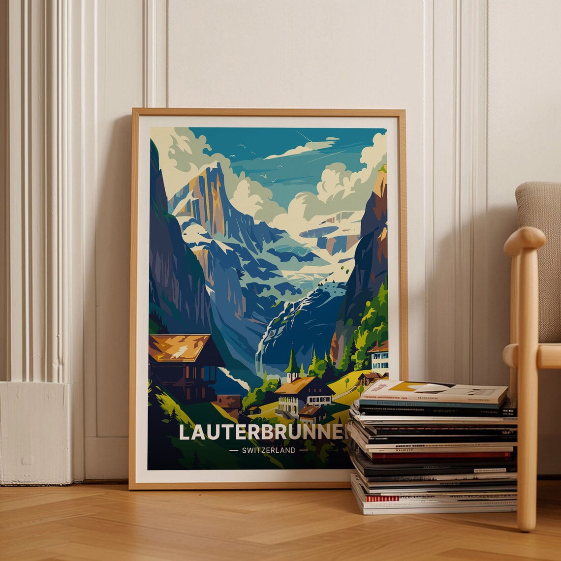 Lauterbrunnen Valley Travel Poster, Swiss Alps Art, Home & Office Wall ...