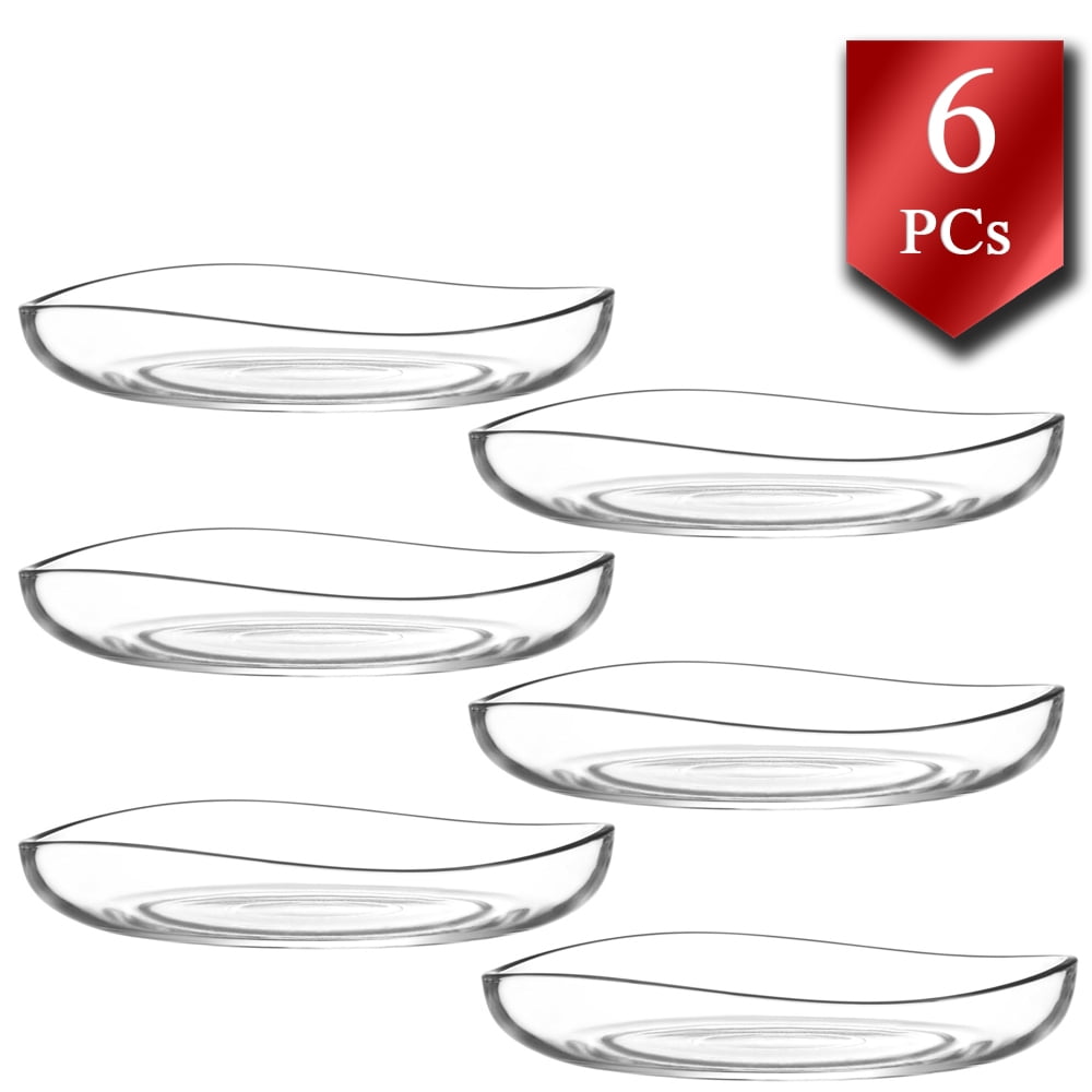 LAV Wave Shape Appetizer Plates Set of 6, 6.5 oz, Stackable, Lead-Free ...