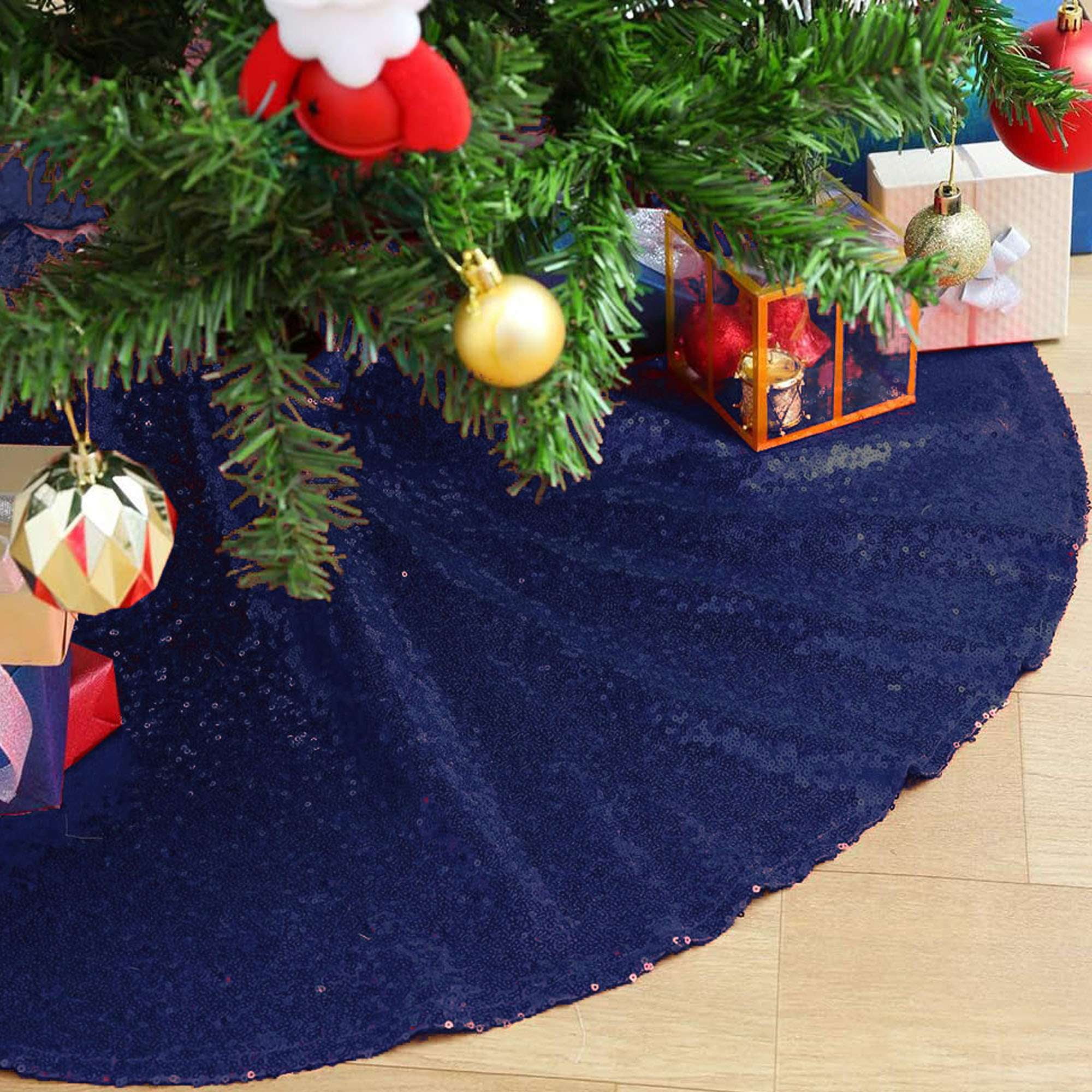 Lava 36 inch Christmas Tree Skirt Blue Glitter Sequin Tree Skirts ...
