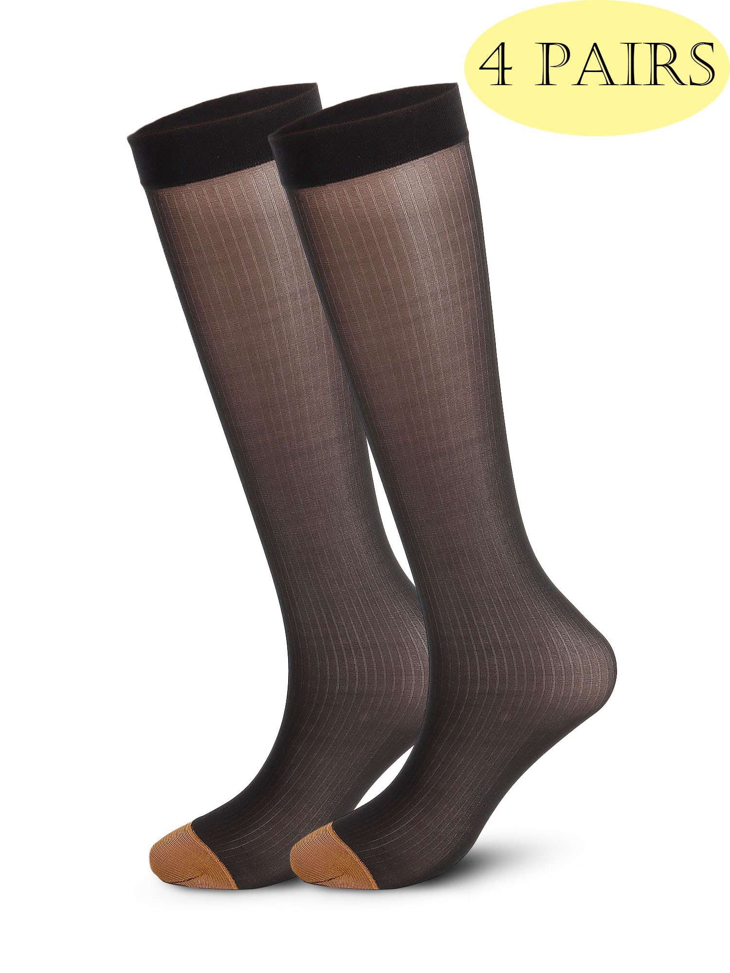 Lava 4 Pairs Men Ultra Thin Dress Socks Silk Sheer Business Socks ...